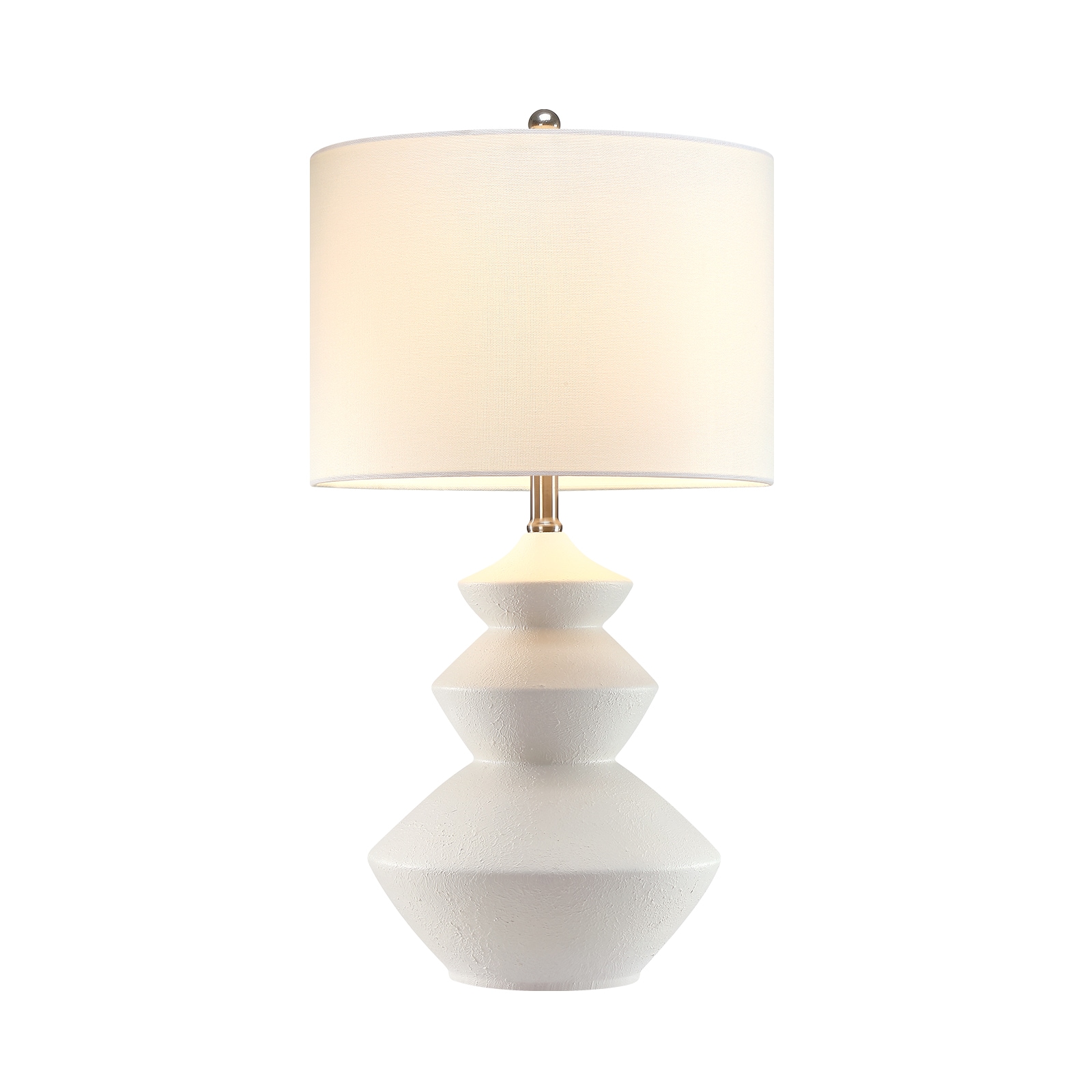True Fine Maddox 25-in White 3-way Table Lamp with Fabric Shade in the ...