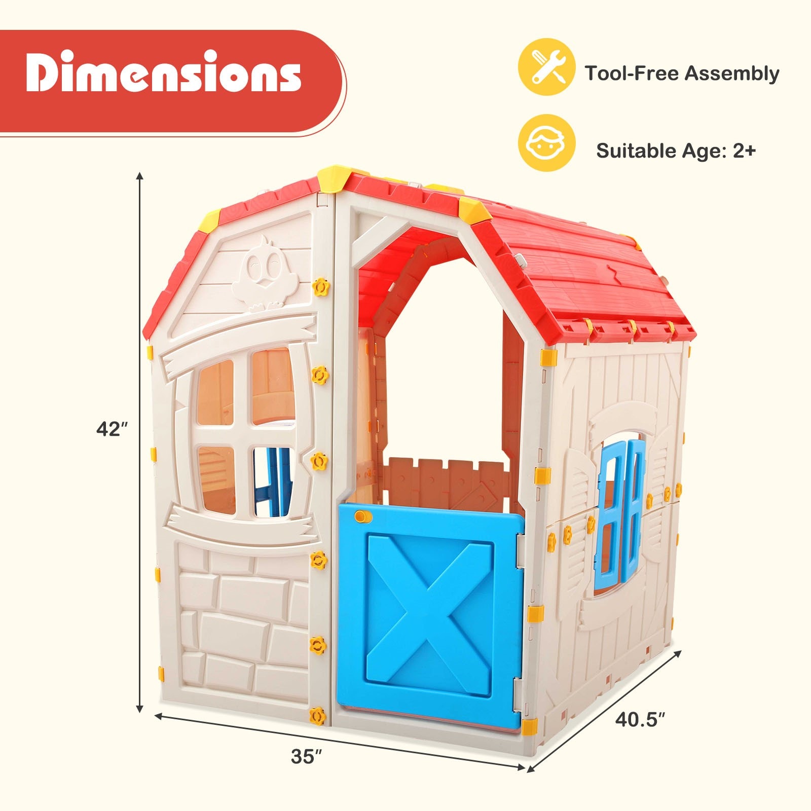 Slickblue Kids Plastic Playhouse Multicolor Type Outdoor Toddler ...