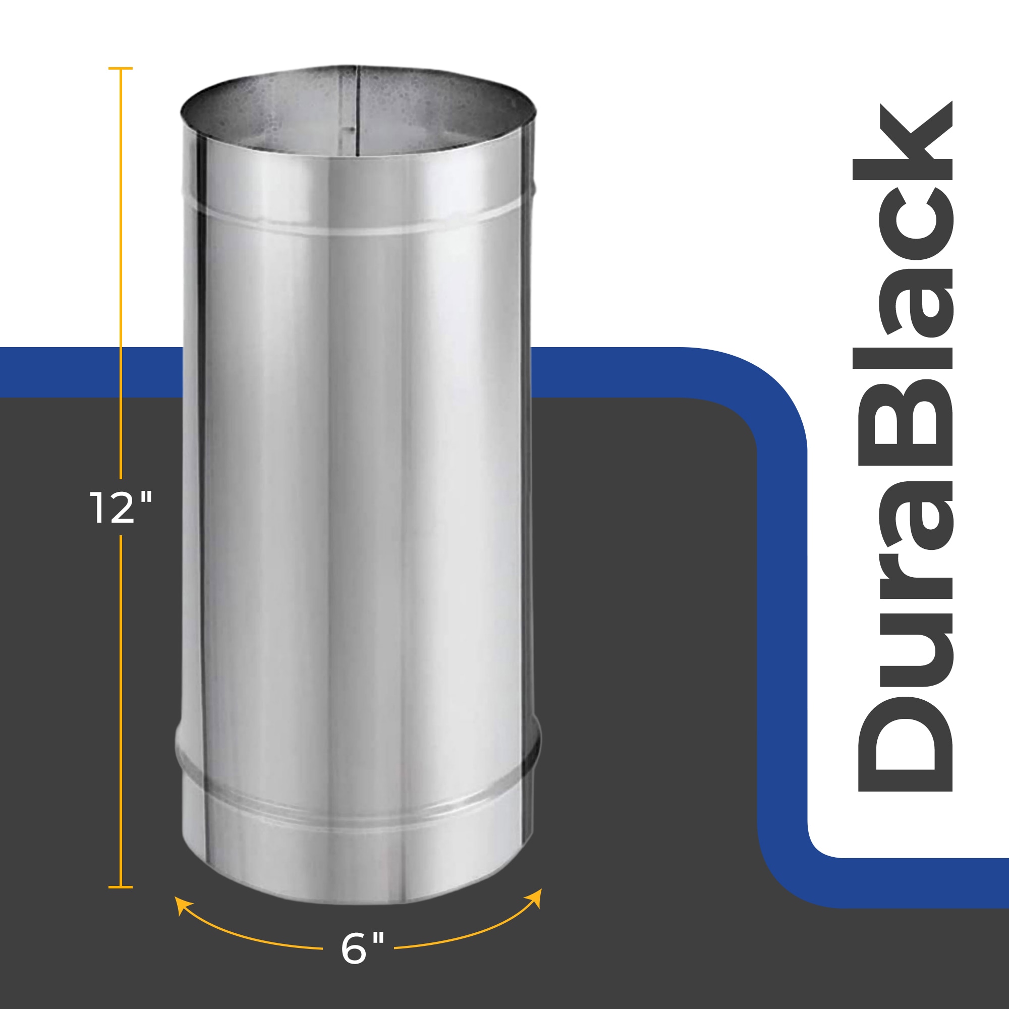 DuraVent DuraBlack 6DBK-12SS 12 x 6 Inch Stainless Steel Single Wall ...