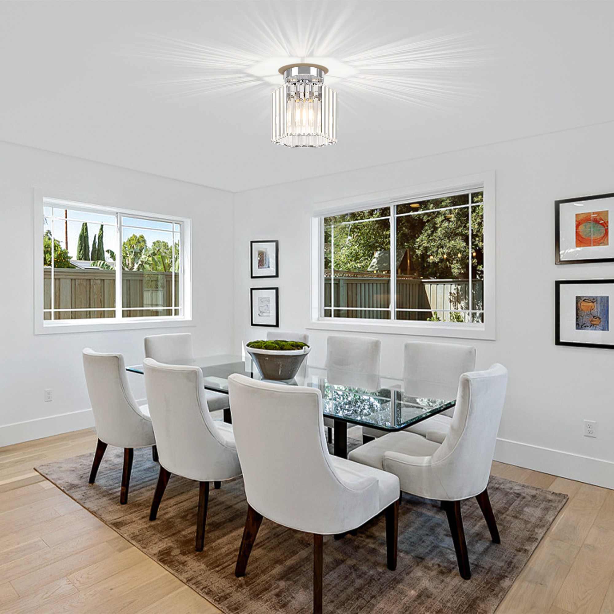 ZSMIHDOH 7.56-in Chrome Indoor 2 -Light Semi-flush Mount Light in the ...