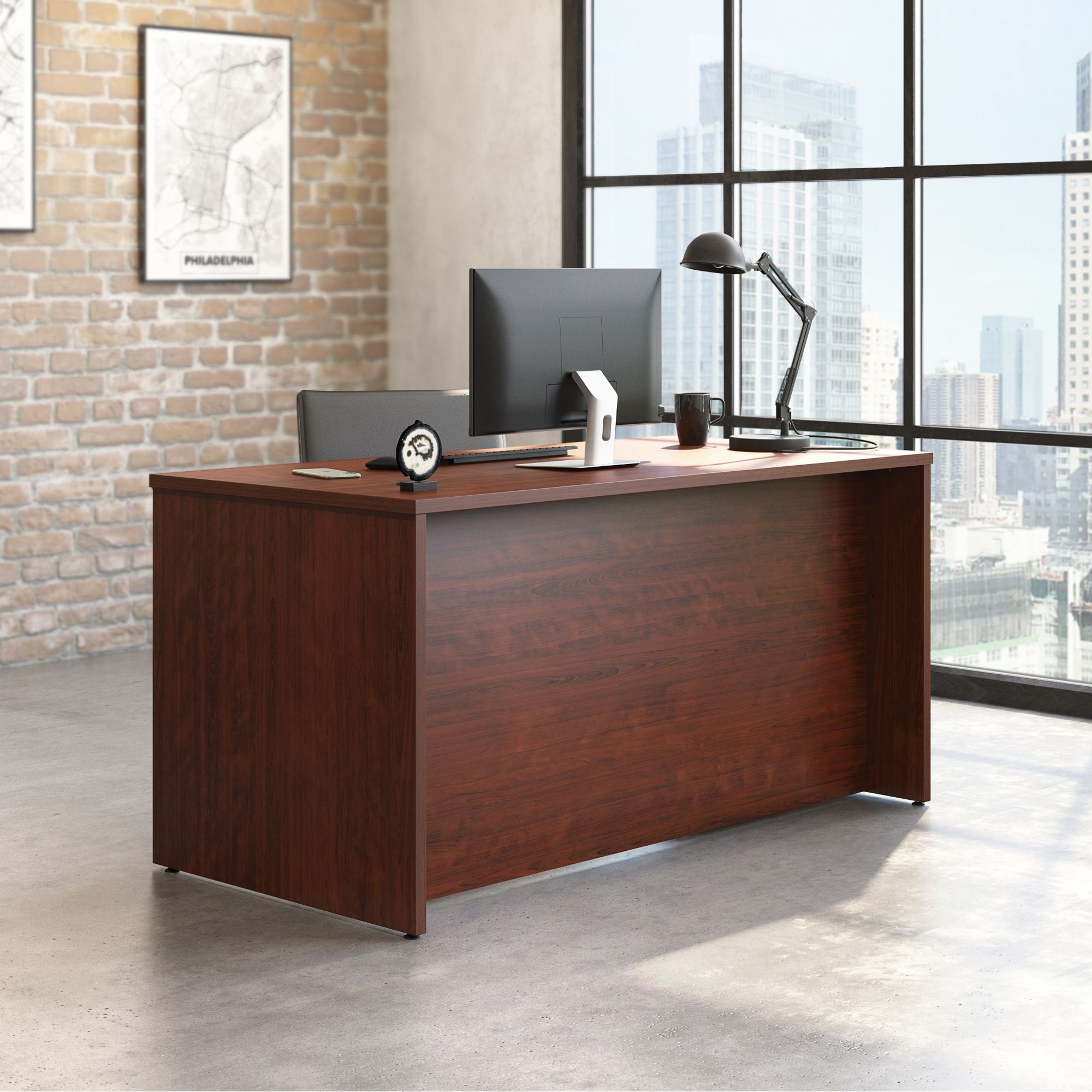 Sauder OfficeWorks by Affirm Commercial Office Desk Classic Cherry ...