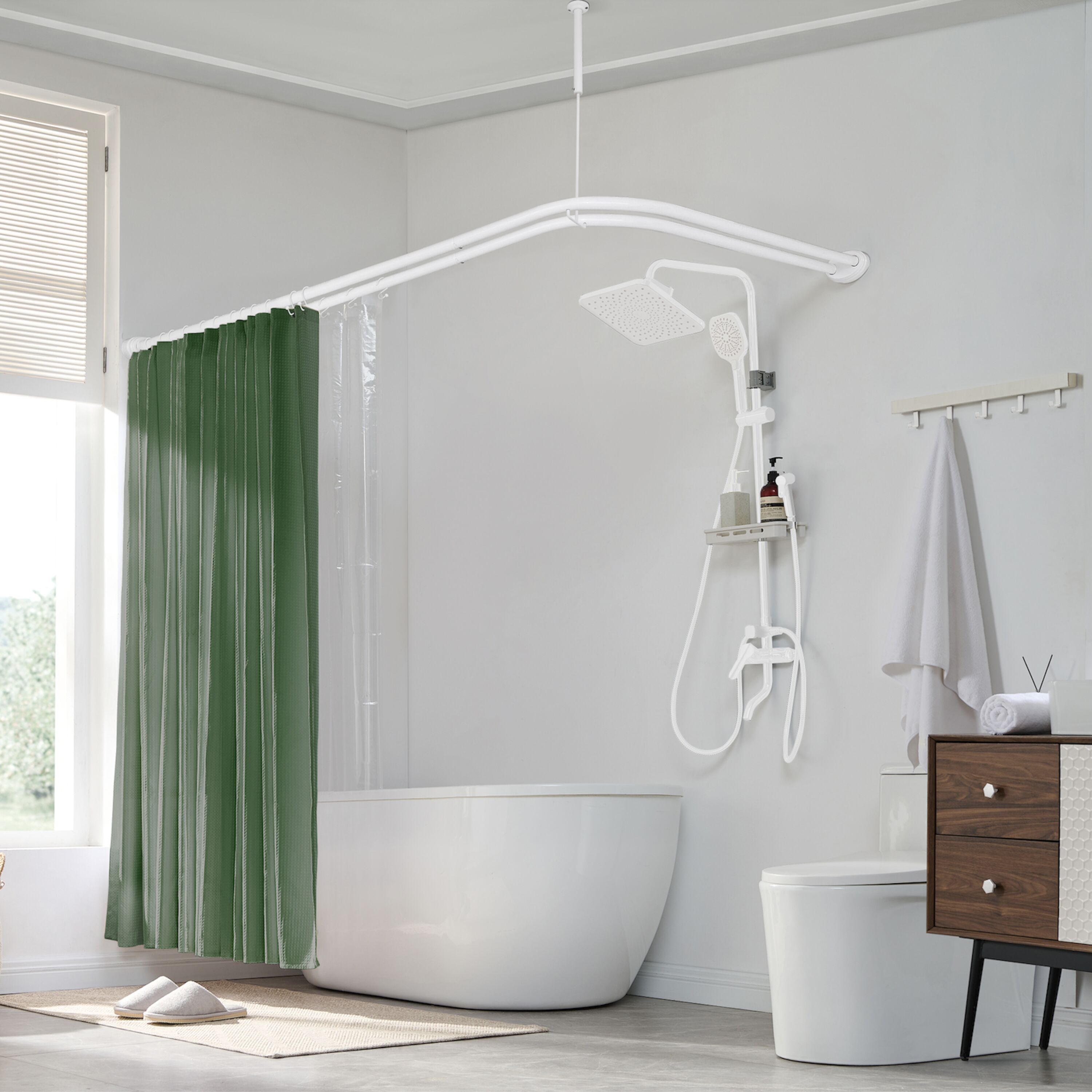 Utopia Alley Rustproof Aluminum Double L Shaped Shower Curtain Rod 72in ...