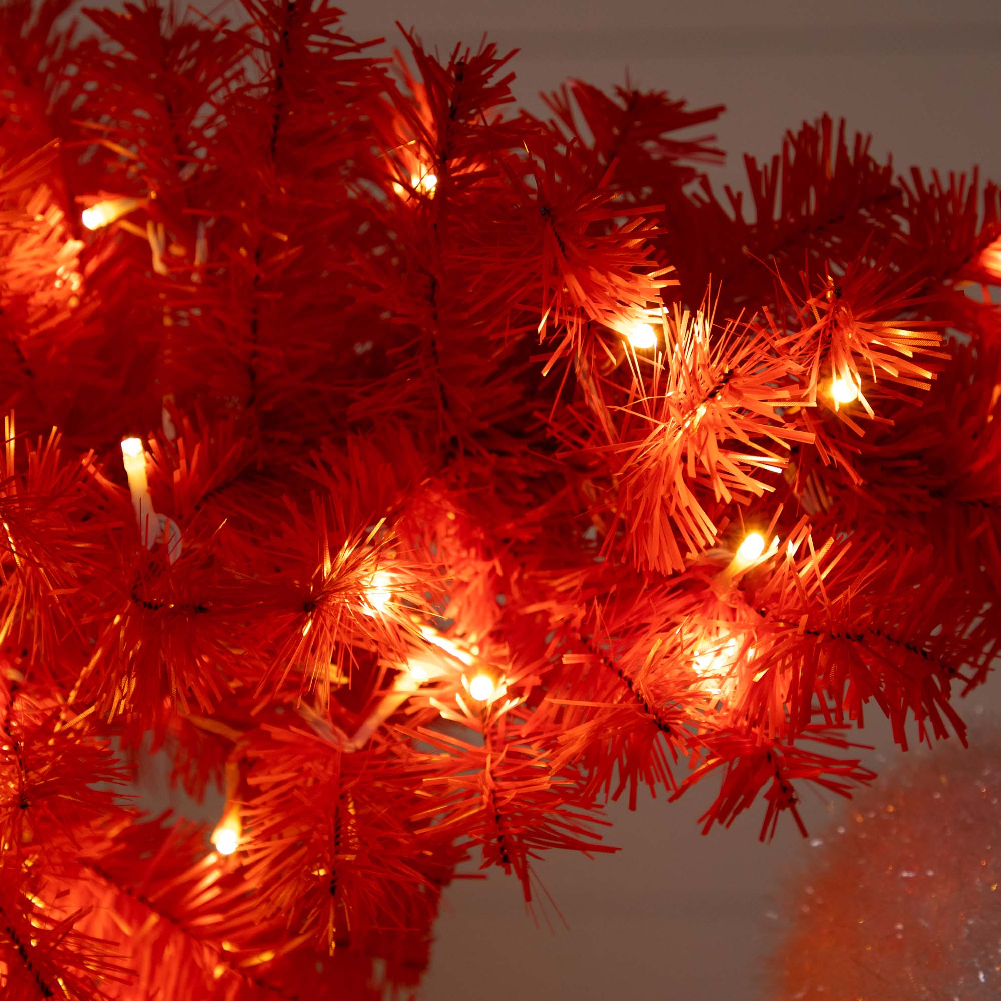 Nearly Natural 5-ft Fir Pre-lit Red Artificial Christmas Tree with ...