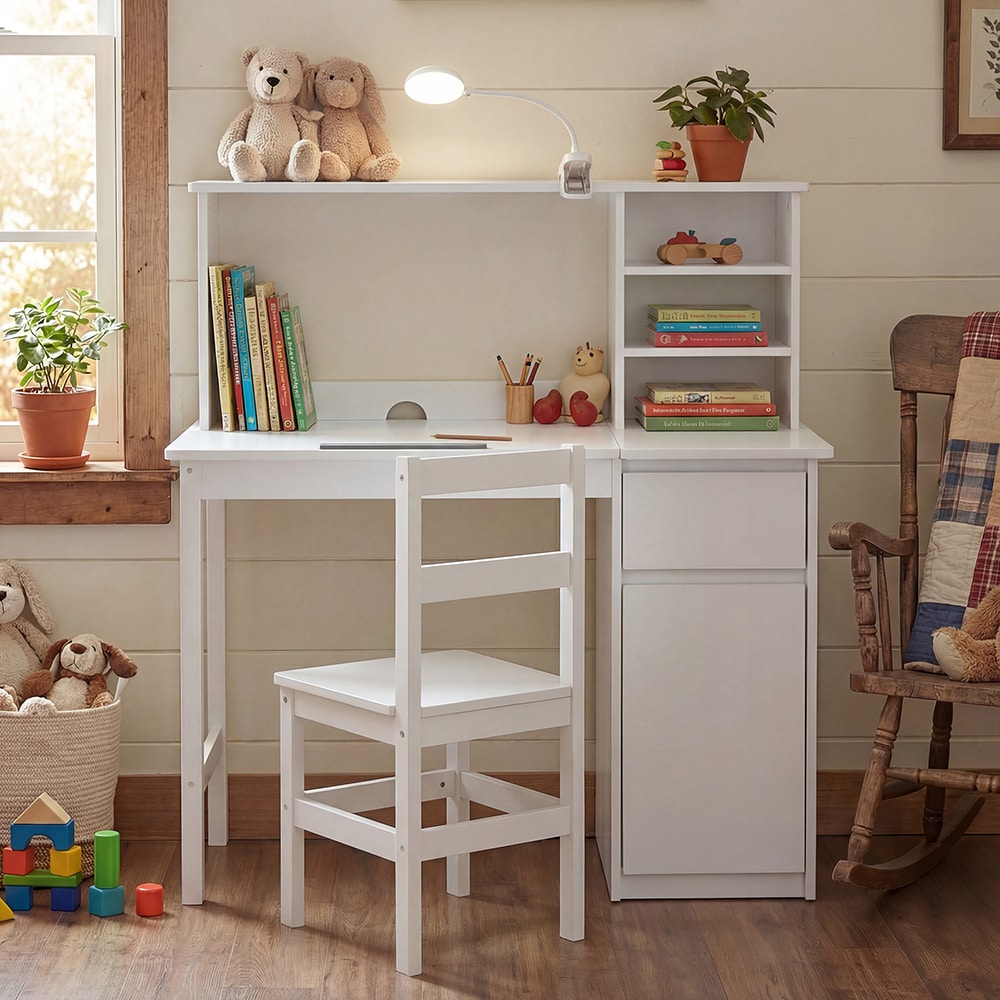 FUFU&GAGA Children's Table and Chair Set 43.3-in White Modern ...