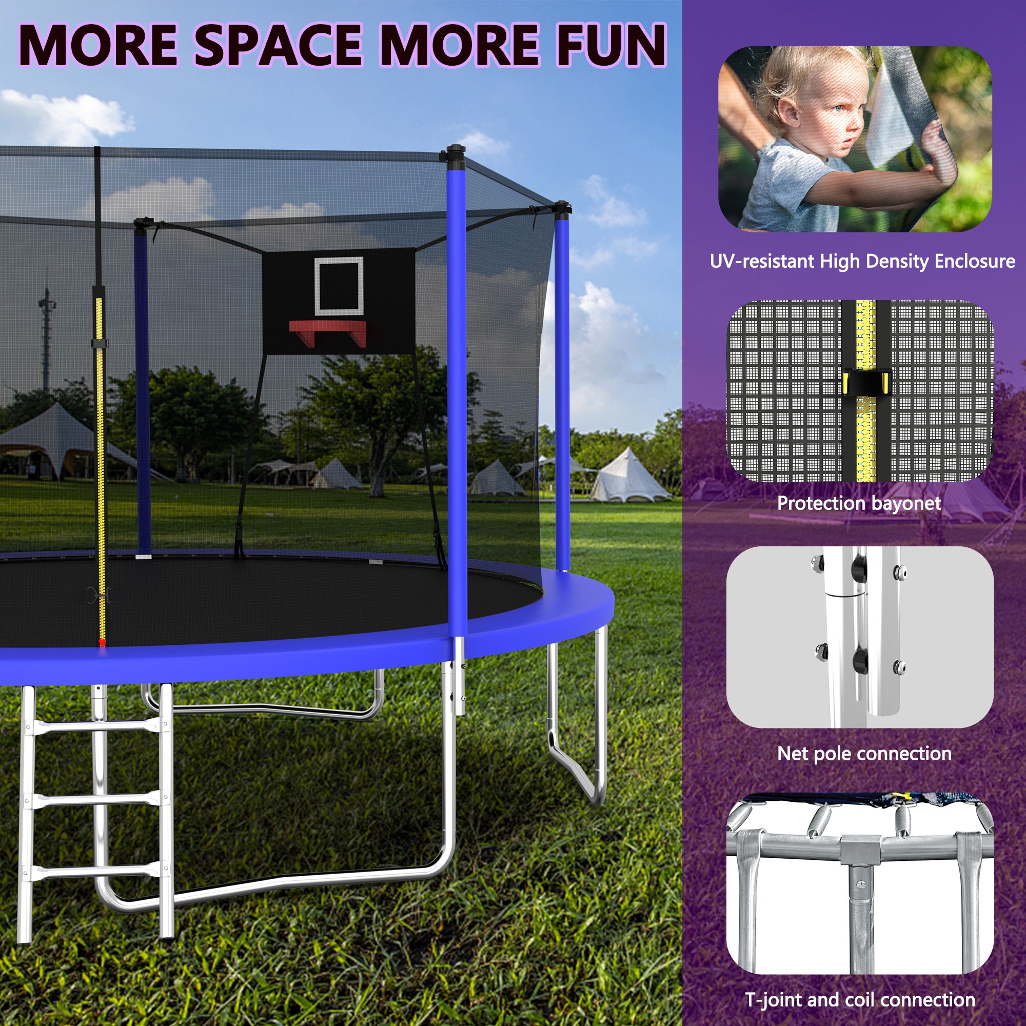 Kahomvis 14-ft Round Backyard in Blue in the Trampolines department at ...