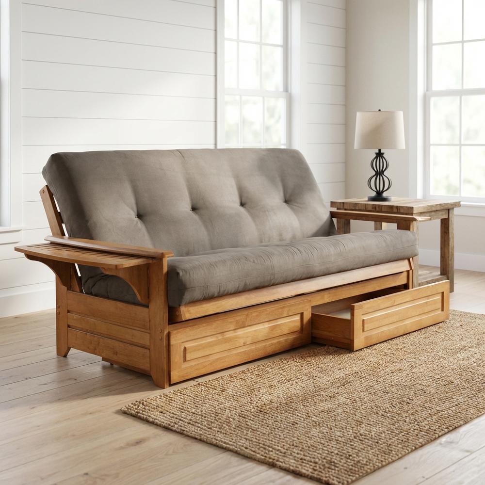 Kodiak Furniture Phoenix Frame-Butternut Finish-Suede Gray Mattress ...