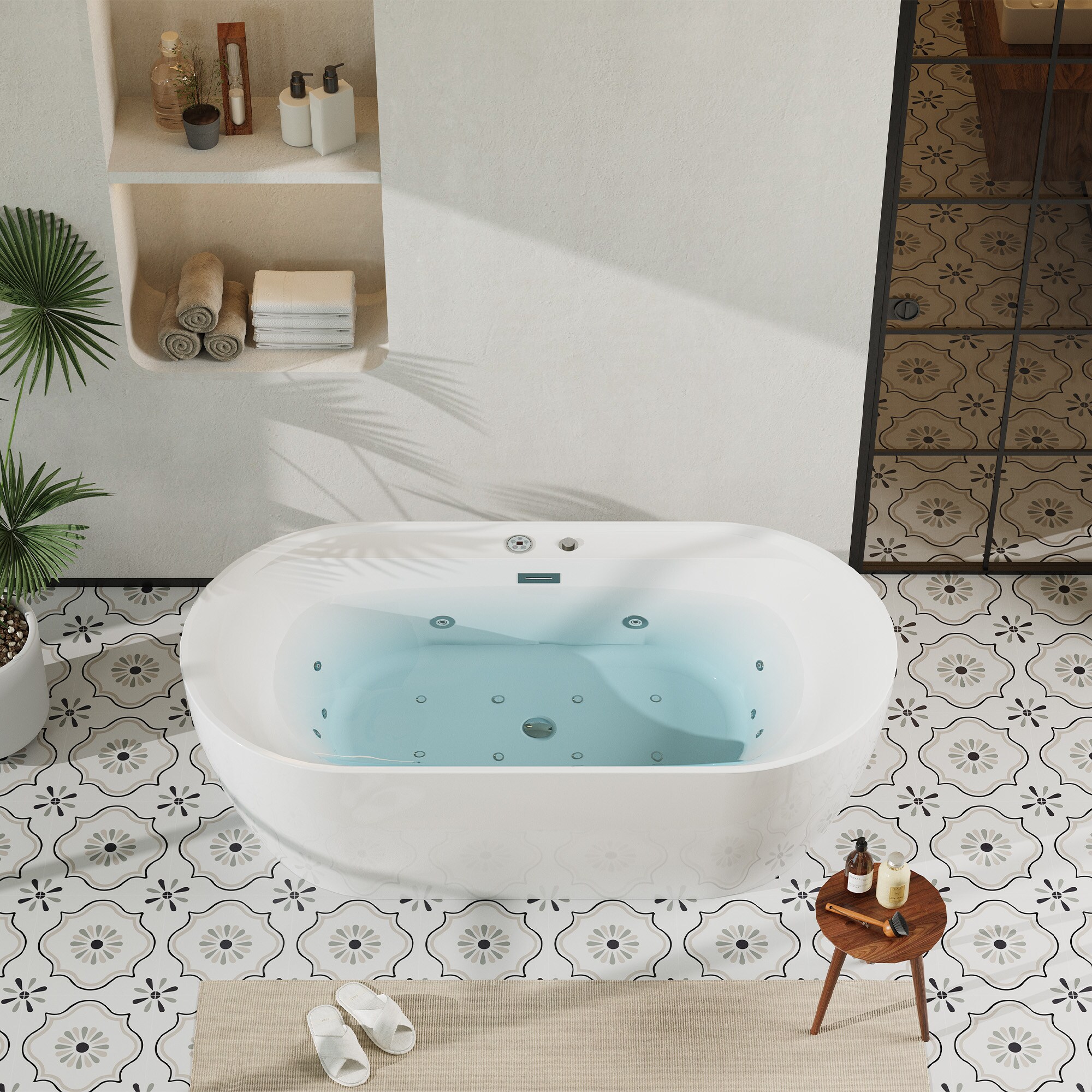 Garvee Modern Freestanding Acrylic Air Bath Tub With HydroJet Massage ...
