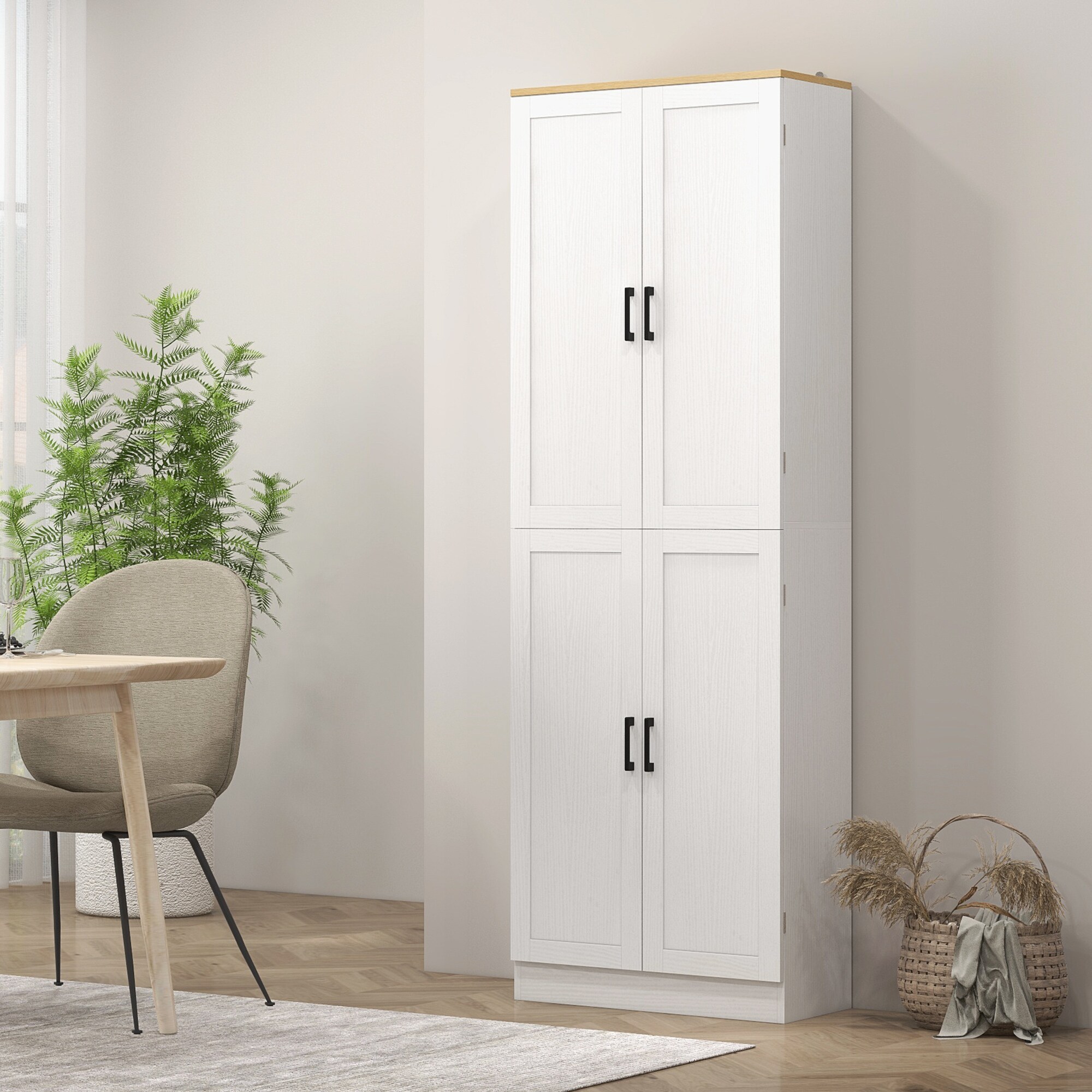 GLANZEND 23.5 in W x 11.75 in D x 67.25 in H White Particle Board and ...