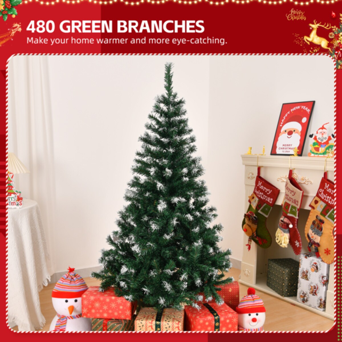 Zyerch 4FT SnowTipped Artificial Christmas Tree 300 PVC Branch Tips ...
