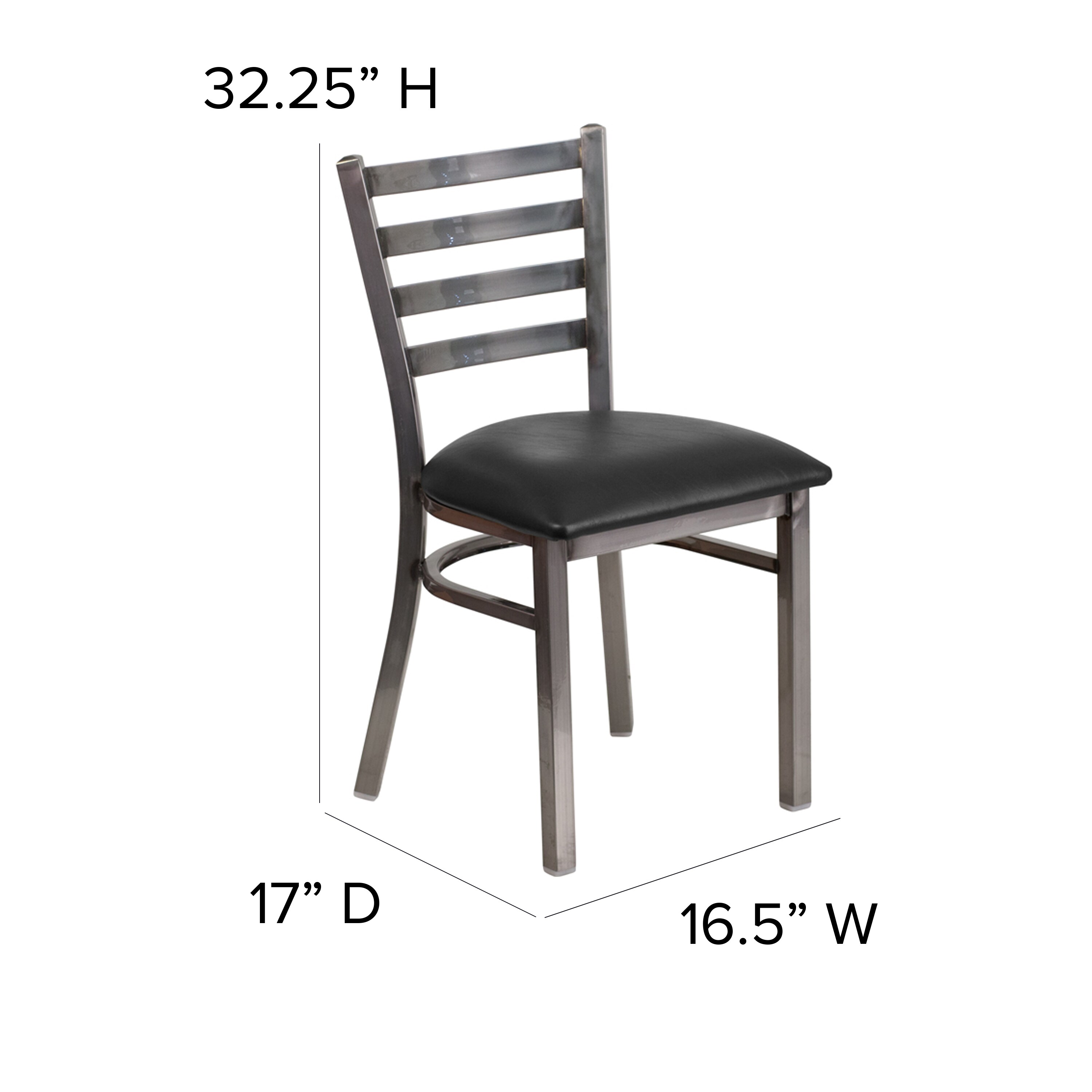 Emma + Oliver 2 Pack Clear Coated Ladder Back Metal Restaurant Chair ...