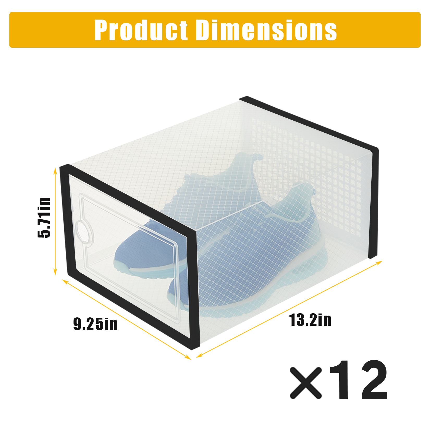Garvee Set of 12 Clear Foldable Plastic Shoe Boxes with Black Frames in ...