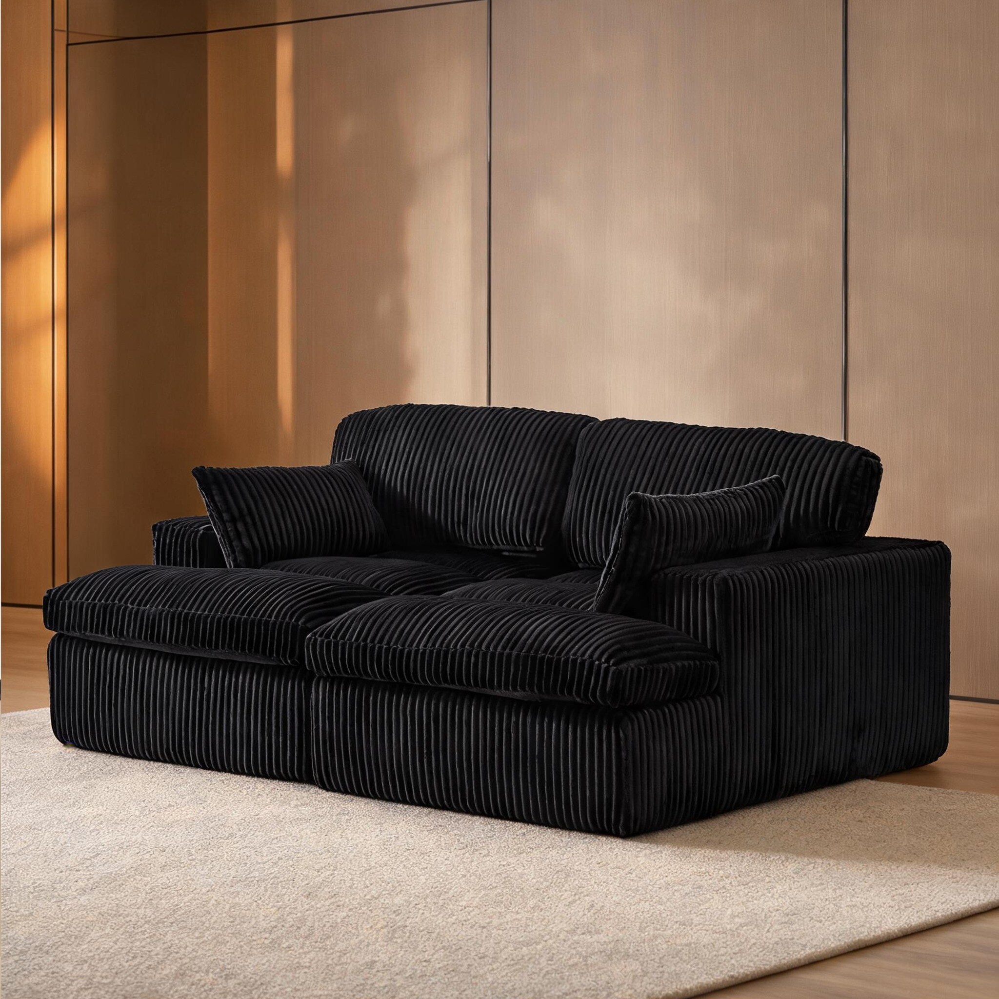SUNCREAT Modern Double Chaise Lounge Sleeper Sofa with Modular Design ...