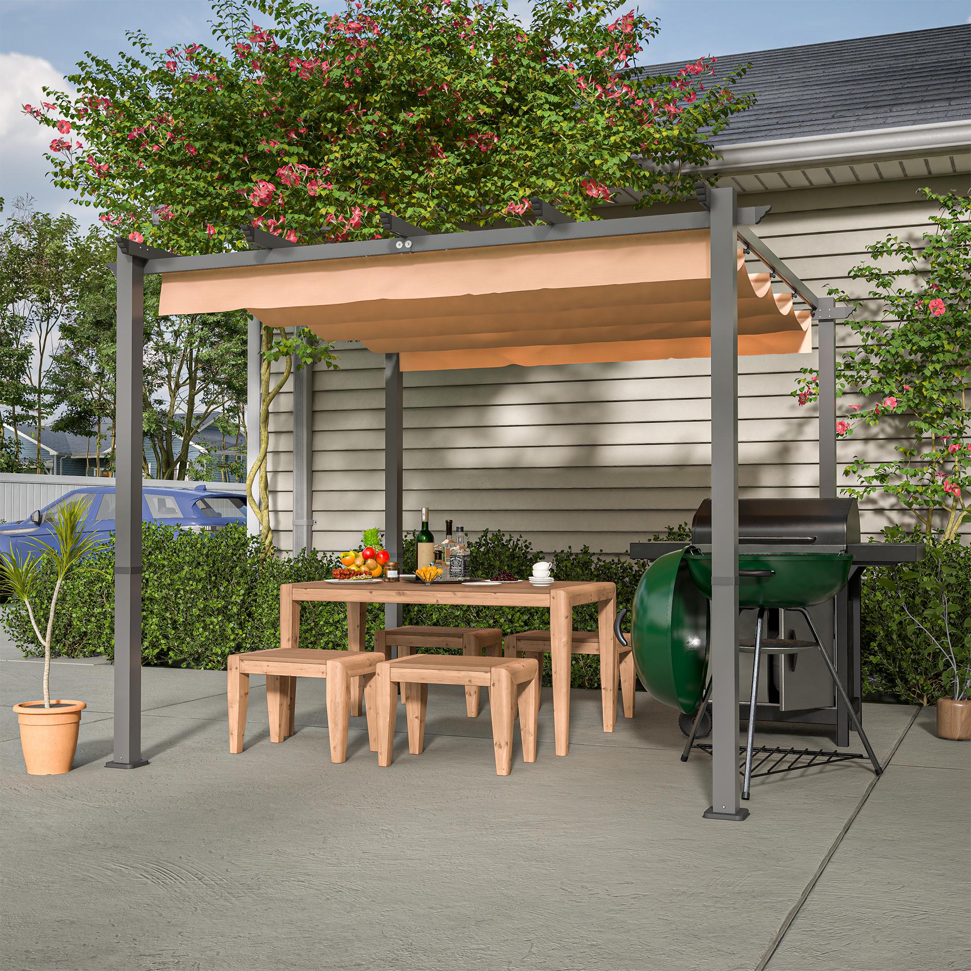 Bayfeve 10-ft x 10-ft Patio Pergola Canopy Khaki with Soft Top Roof in ...
