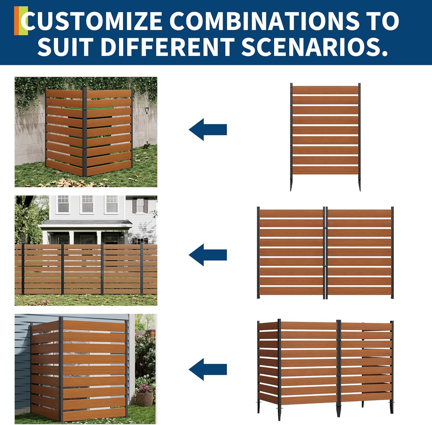 GAOMON 2 Pack 98x125CM Teak Finish WPC Privacy Screen Fence Decorative ...