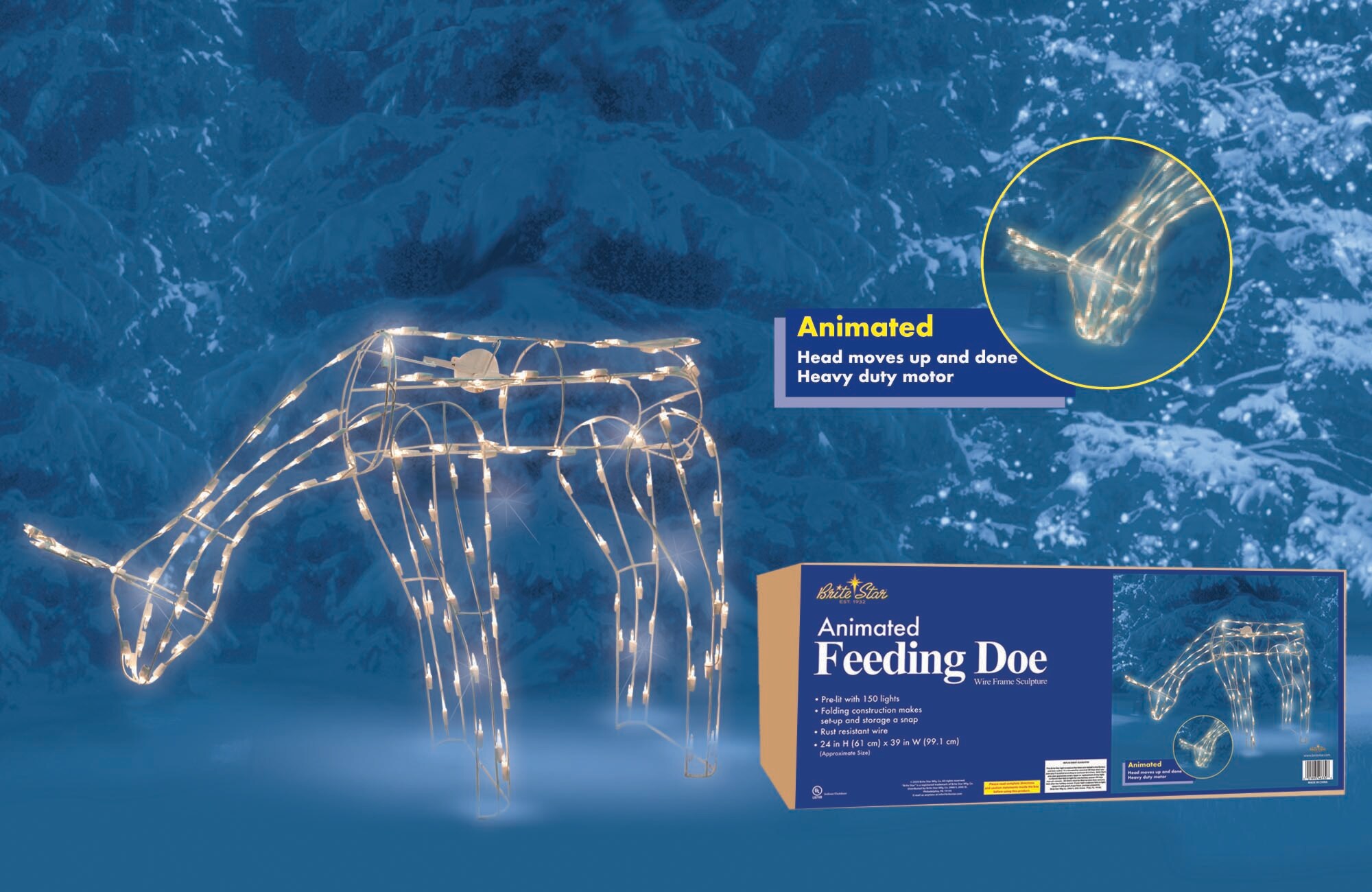 Brite Star 39-in Freestanding Reindeer Yard decoration with Clear ...