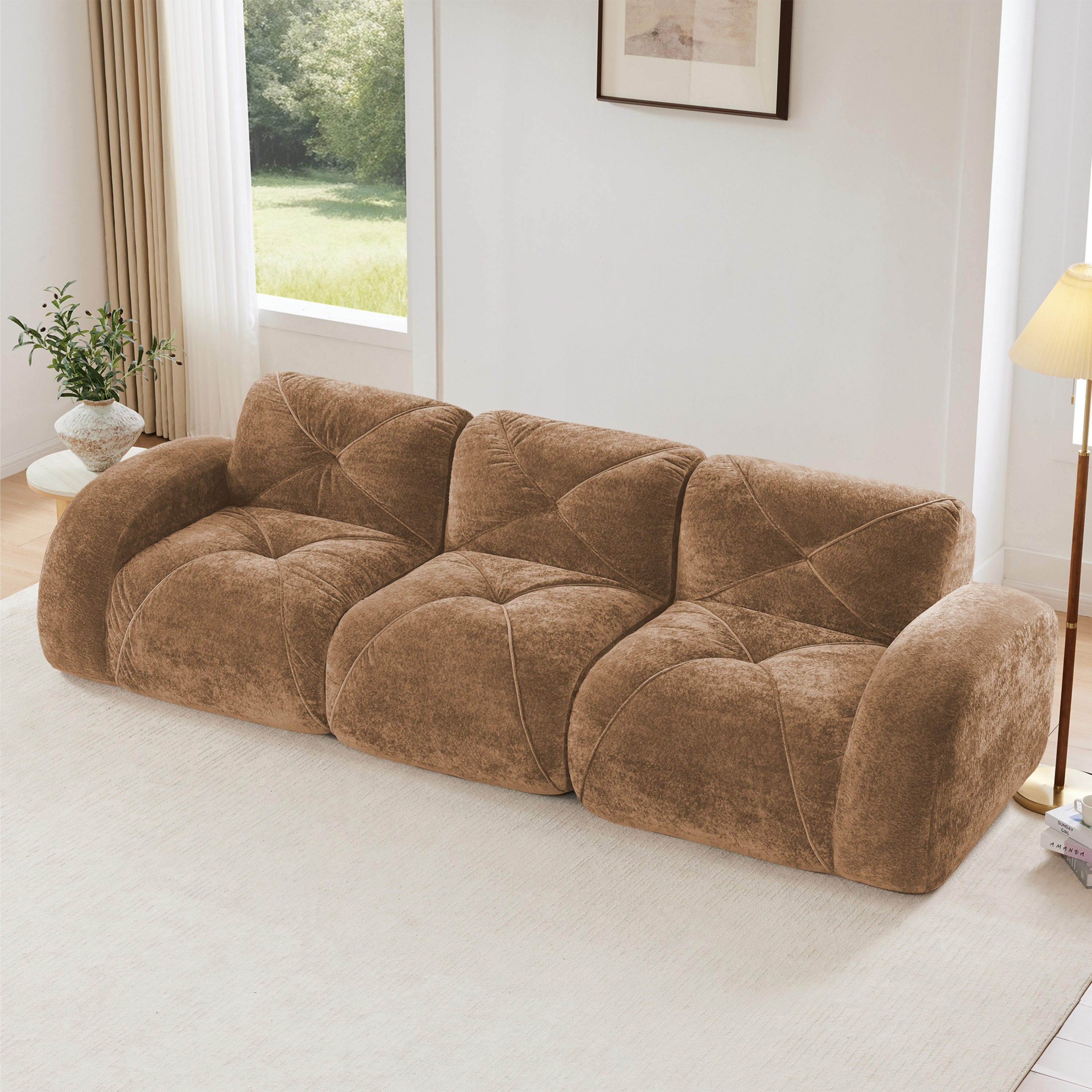 Boyel Living 110 Inch Boneless Modular Sectional Sofa Velvet Tufted 32D ...