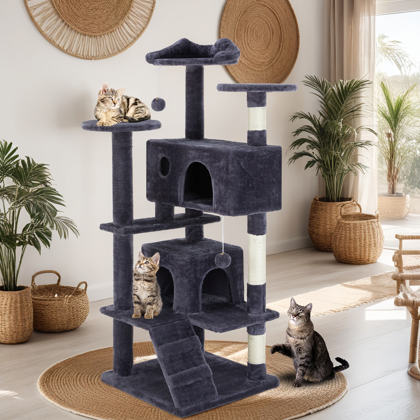 OOU Multi-functional cat tree house cat climbing frame lounge and ...