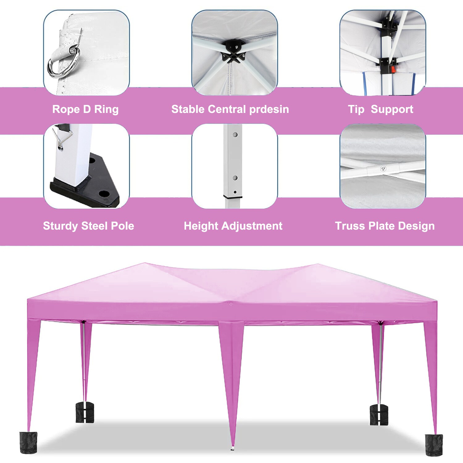 Siavonce 20-ft x 10-ft Rectangle Pink Pop-up canopy in the Canopies ...