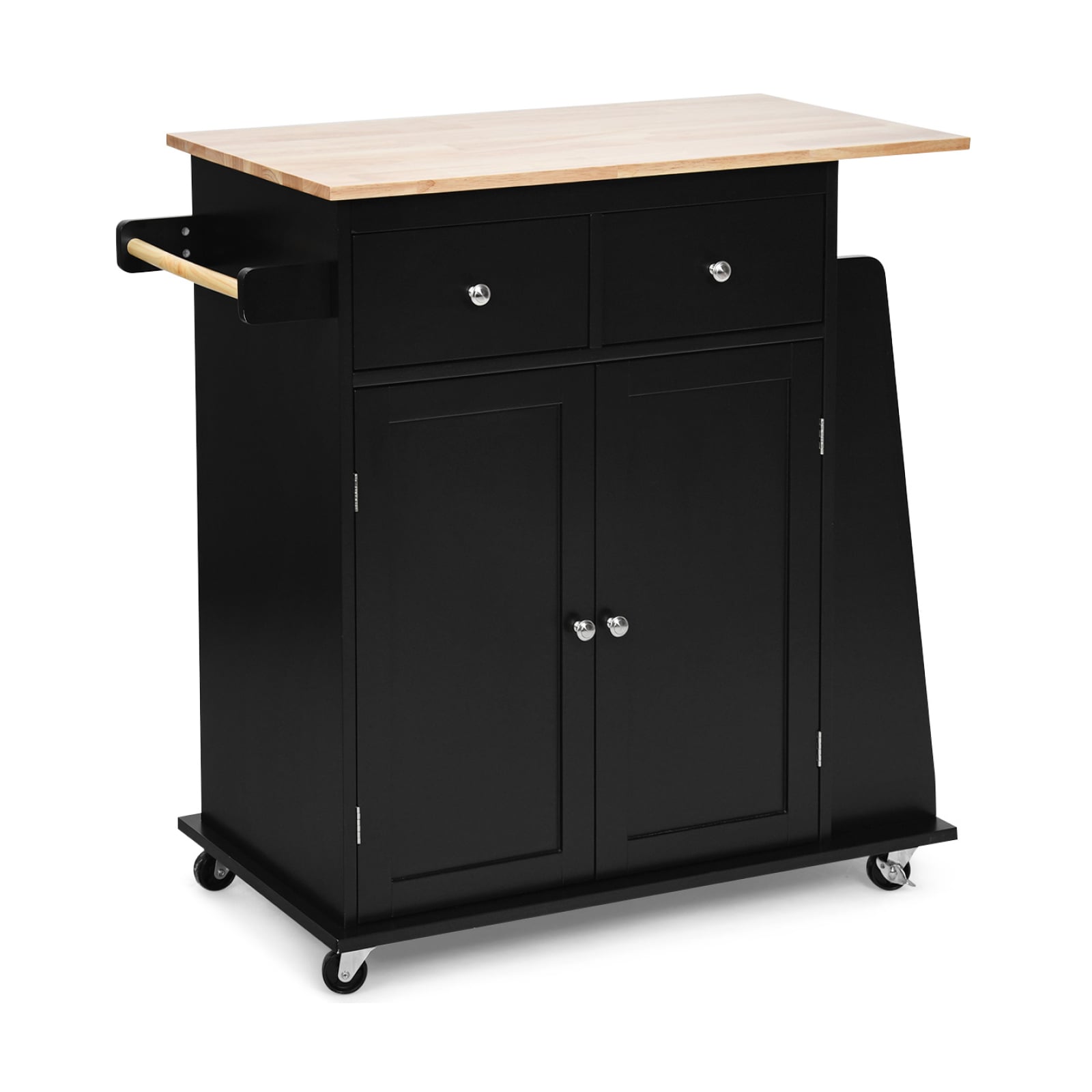 Slickblue Black- MDF Rubberwood Base with Rubberwood Countertop Rolling ...
