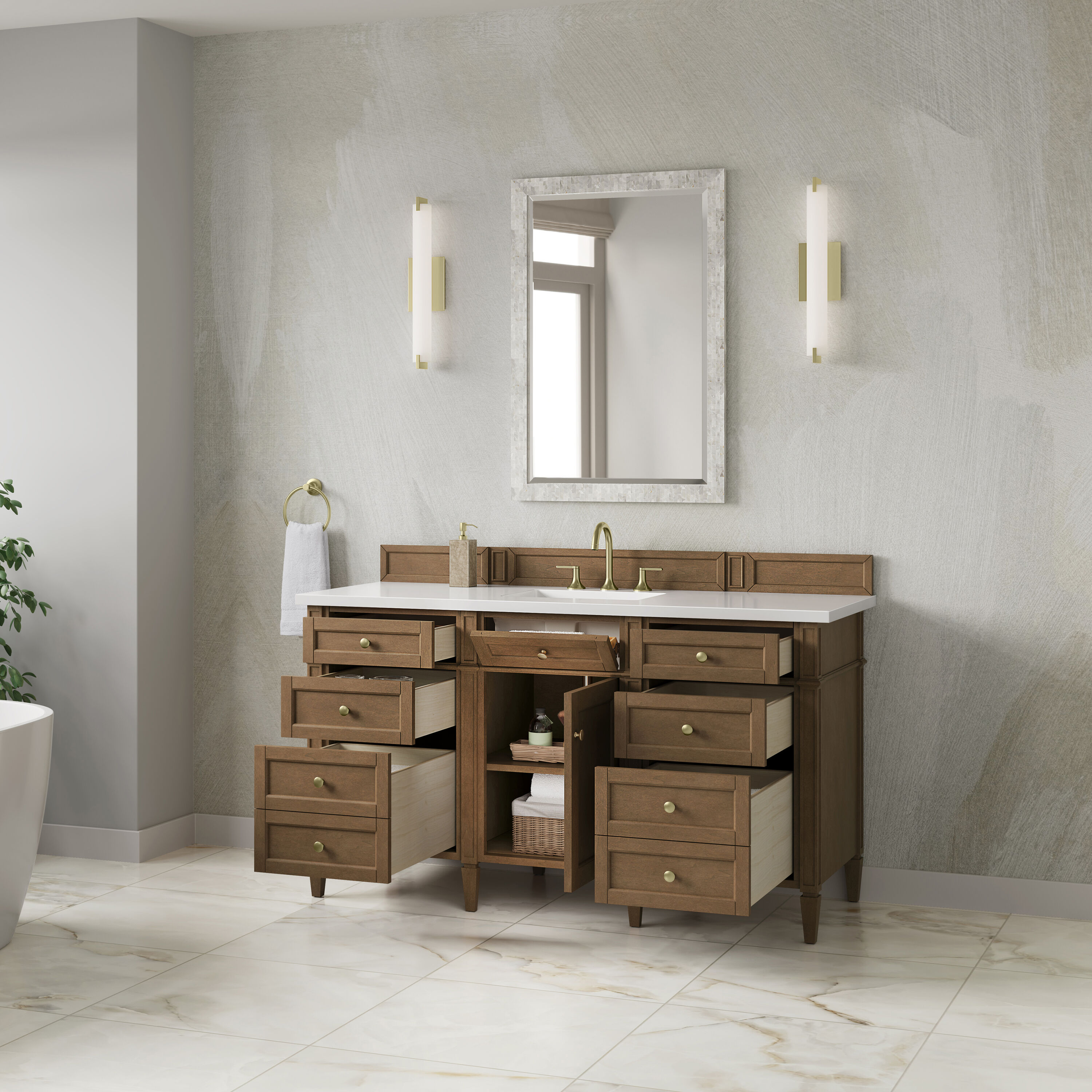 James Martin Vanities Brittany 60-in Pecan Undermount Single Sink ...
