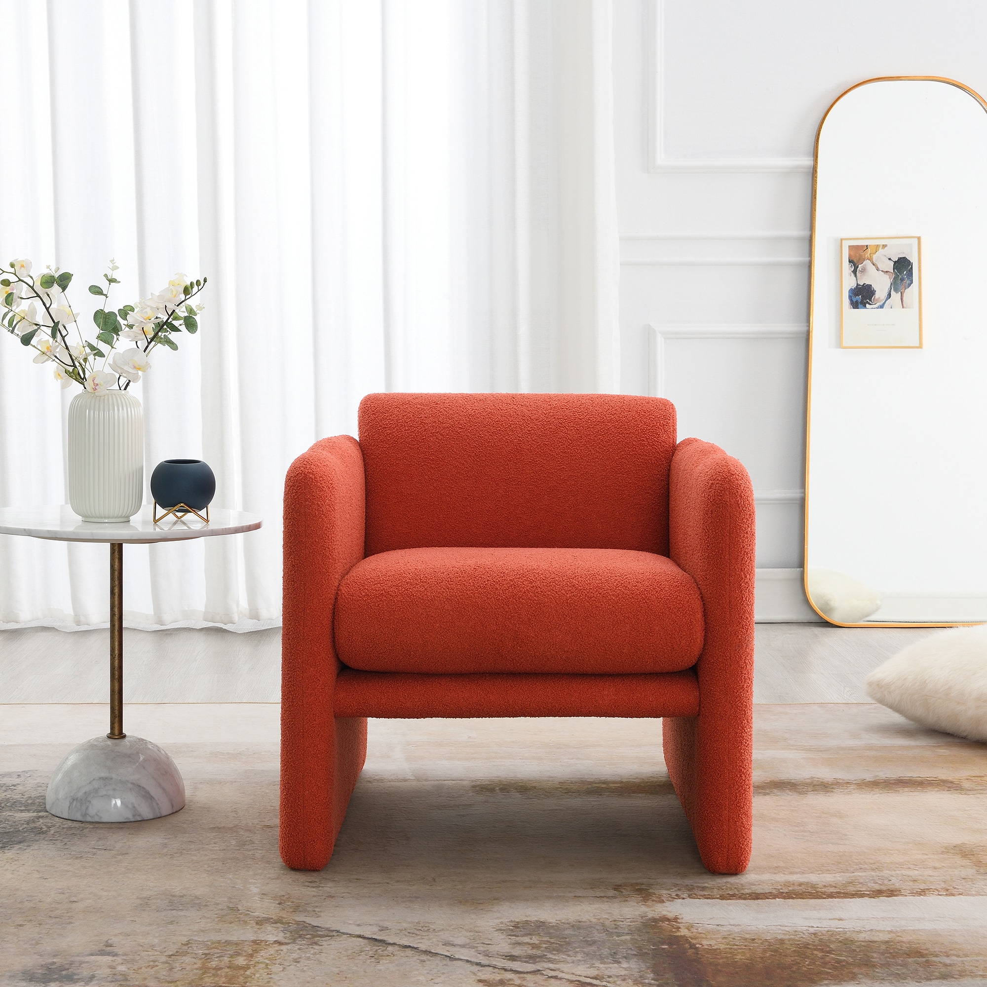 LOVMOR Arm Chair with waved arms Metal decoration on both side arms ...