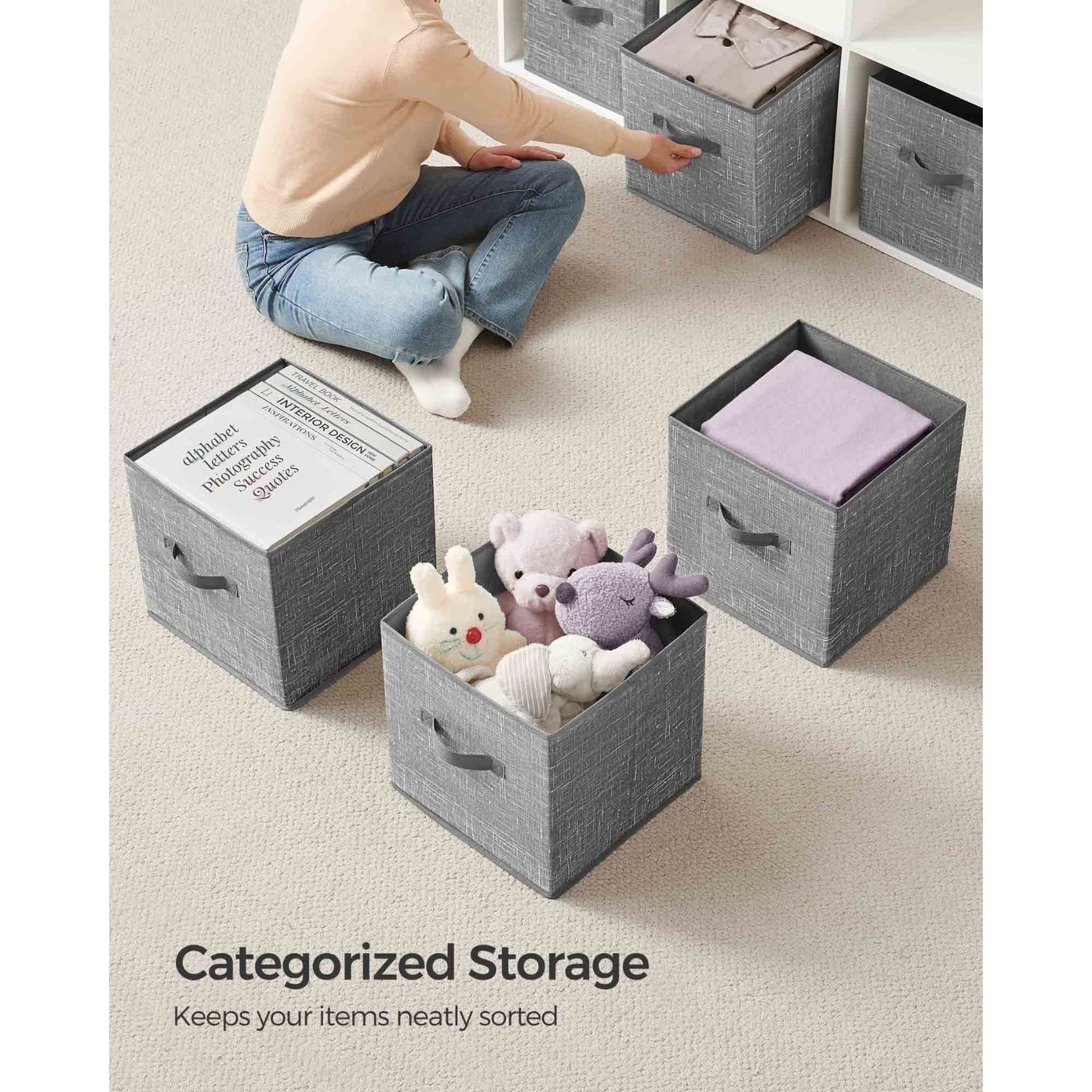 Slickblue Fabric 8-Pack Storage Cubes with Handles and Foldable Design ...