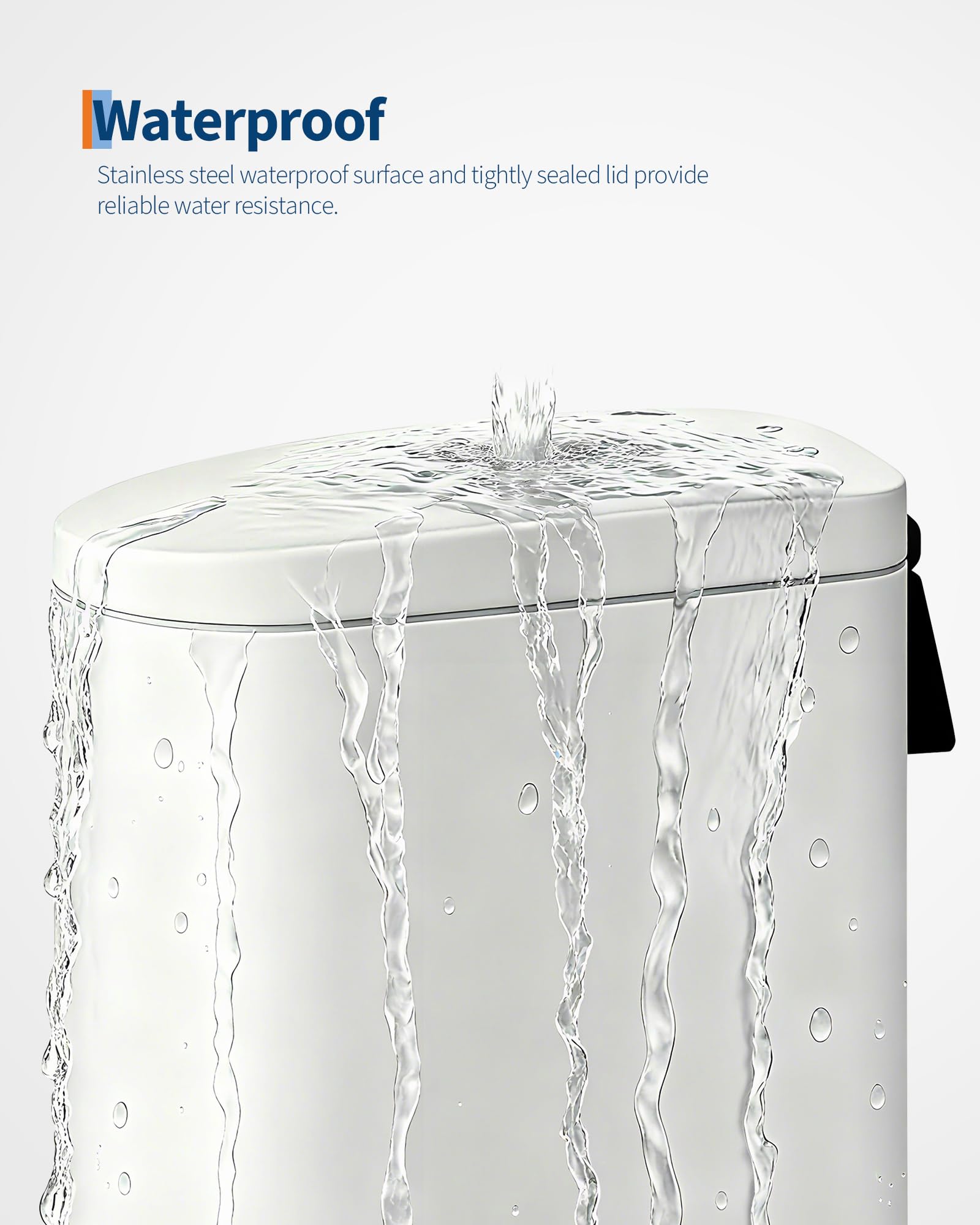 IdealHouse 13 Gal (50L) White - Step On Metal Kitchen Trash Can ...