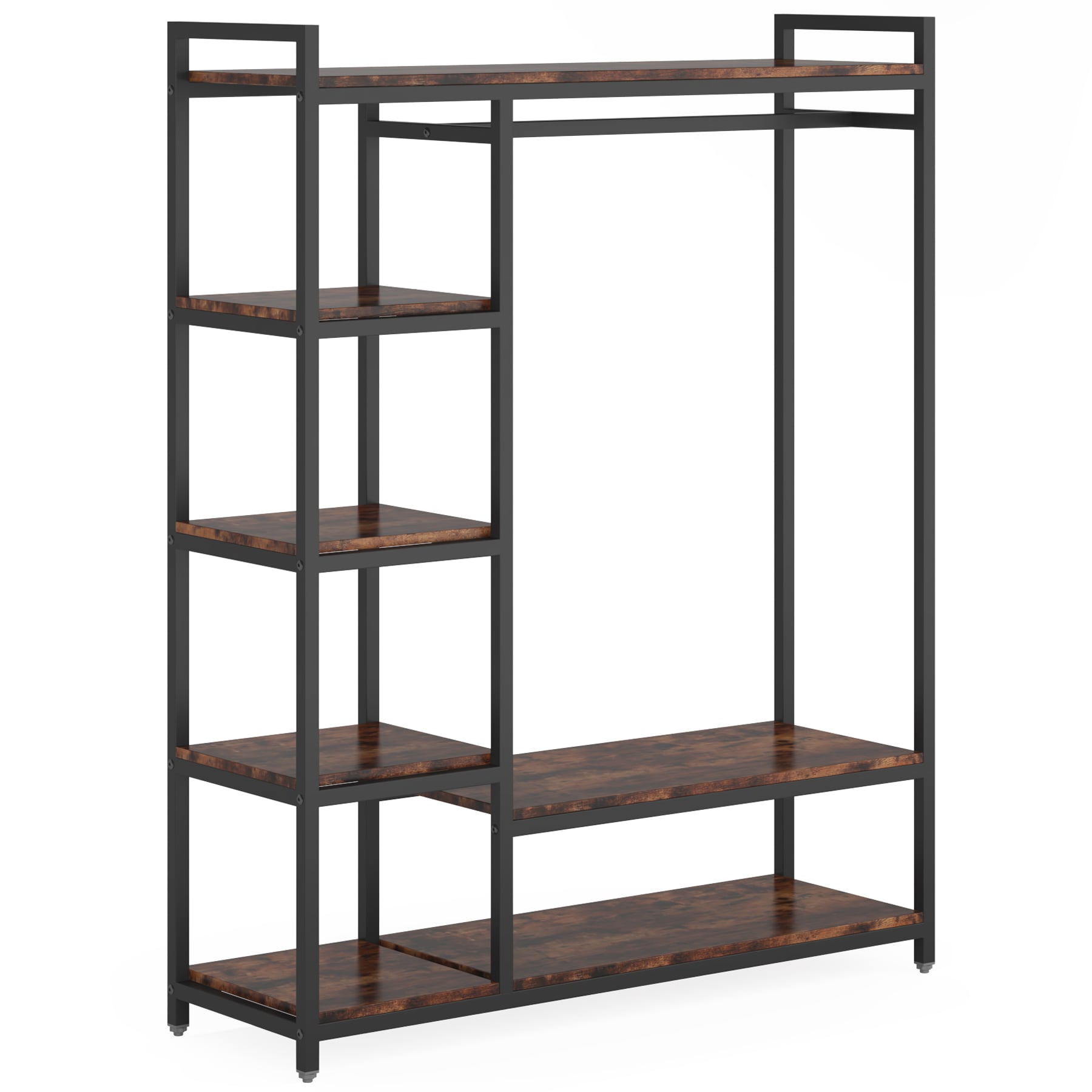 LUXEYARD Rustic Brown Free standing Closet Organizer with 6 Storage ...
