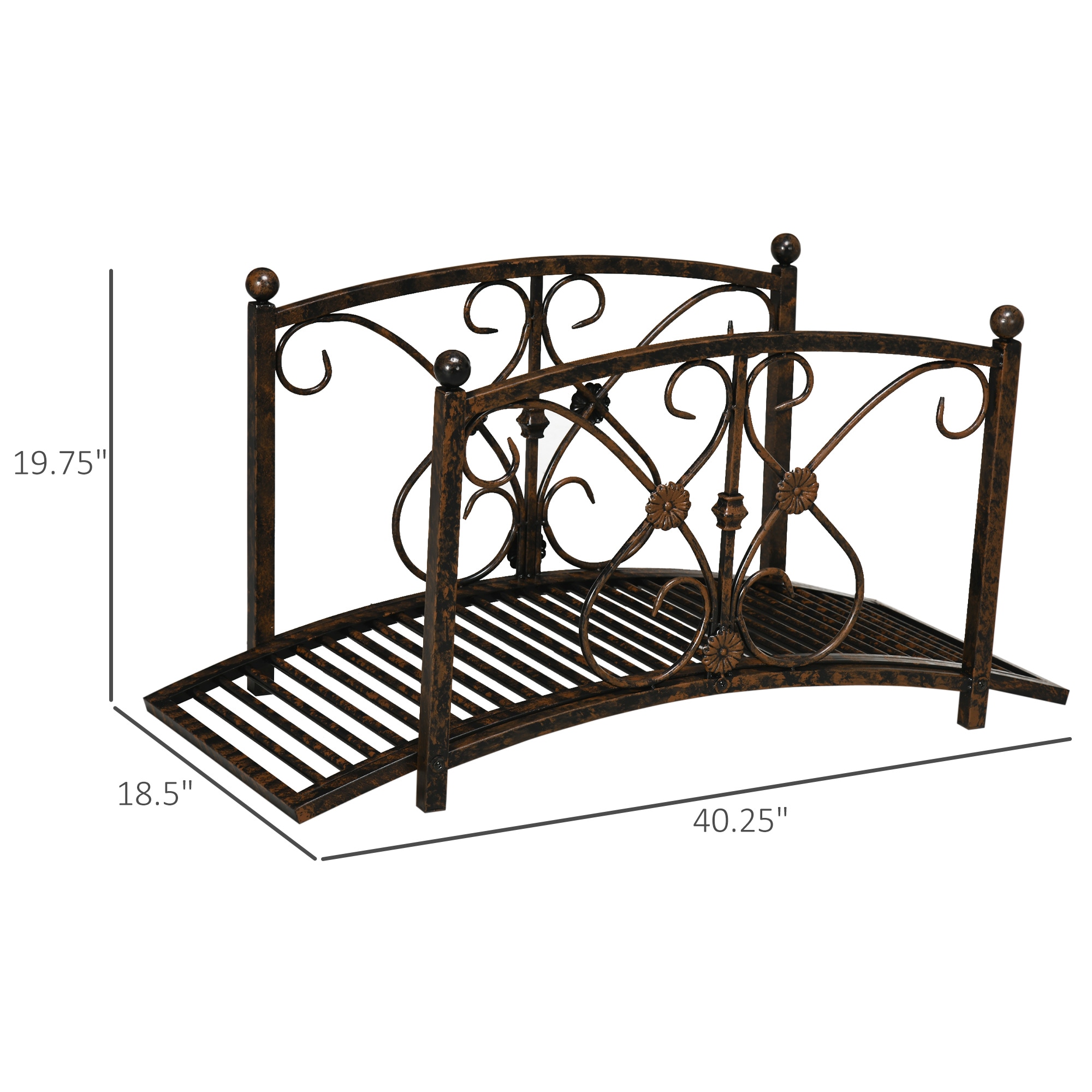 Huluwat 3.3FT Metal Arch Zen Garden Bridge with Safety Siderails ...