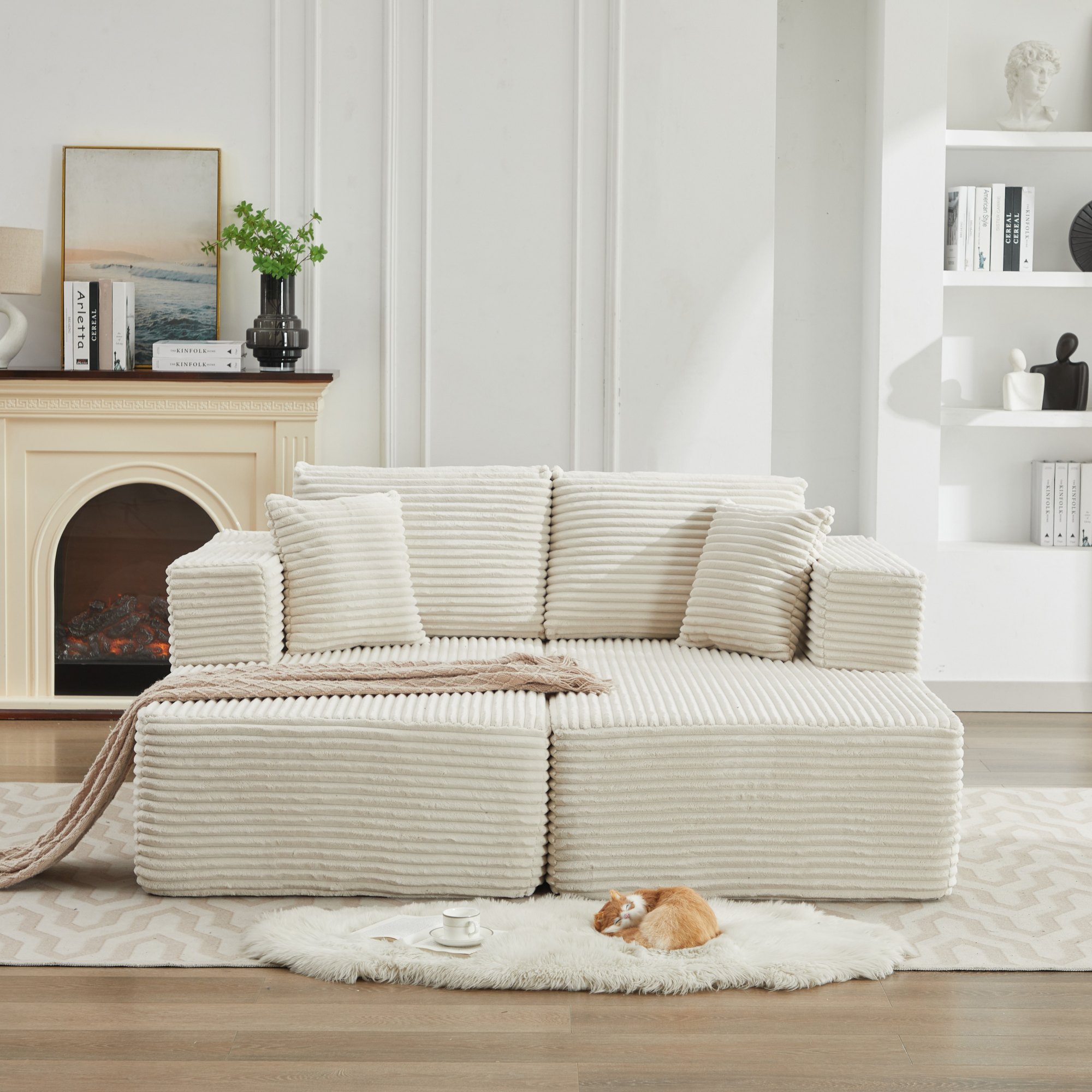 GDFStudio Vignaud 106 Inch Cloud Sectional Couch Double Chaise Lounges ...