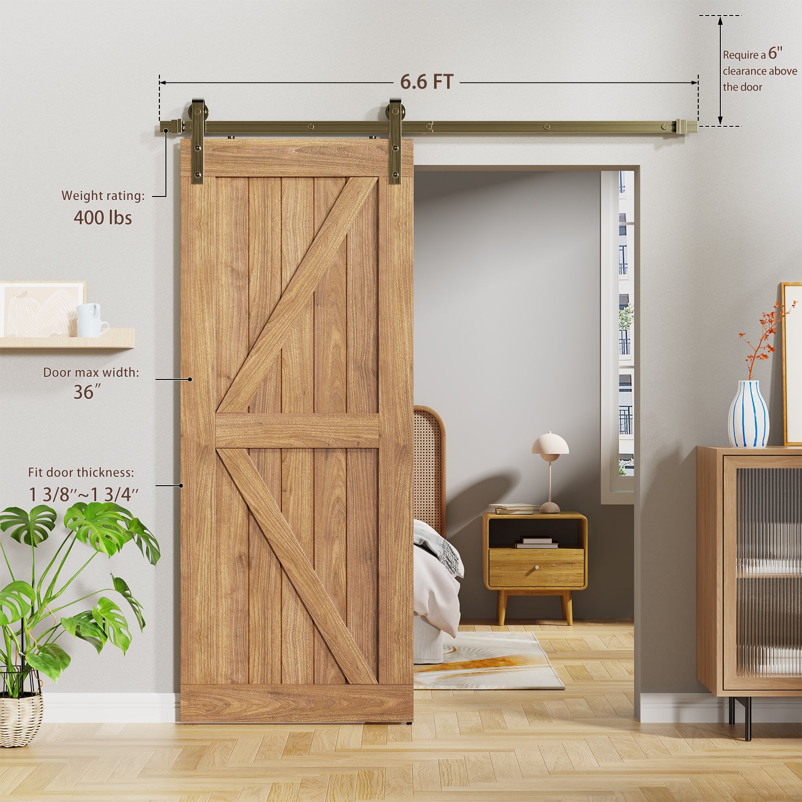 Boyel Living 6.6 ft./79 in. Oil-Rubbed Bronze Sliding Barn Door Track ...