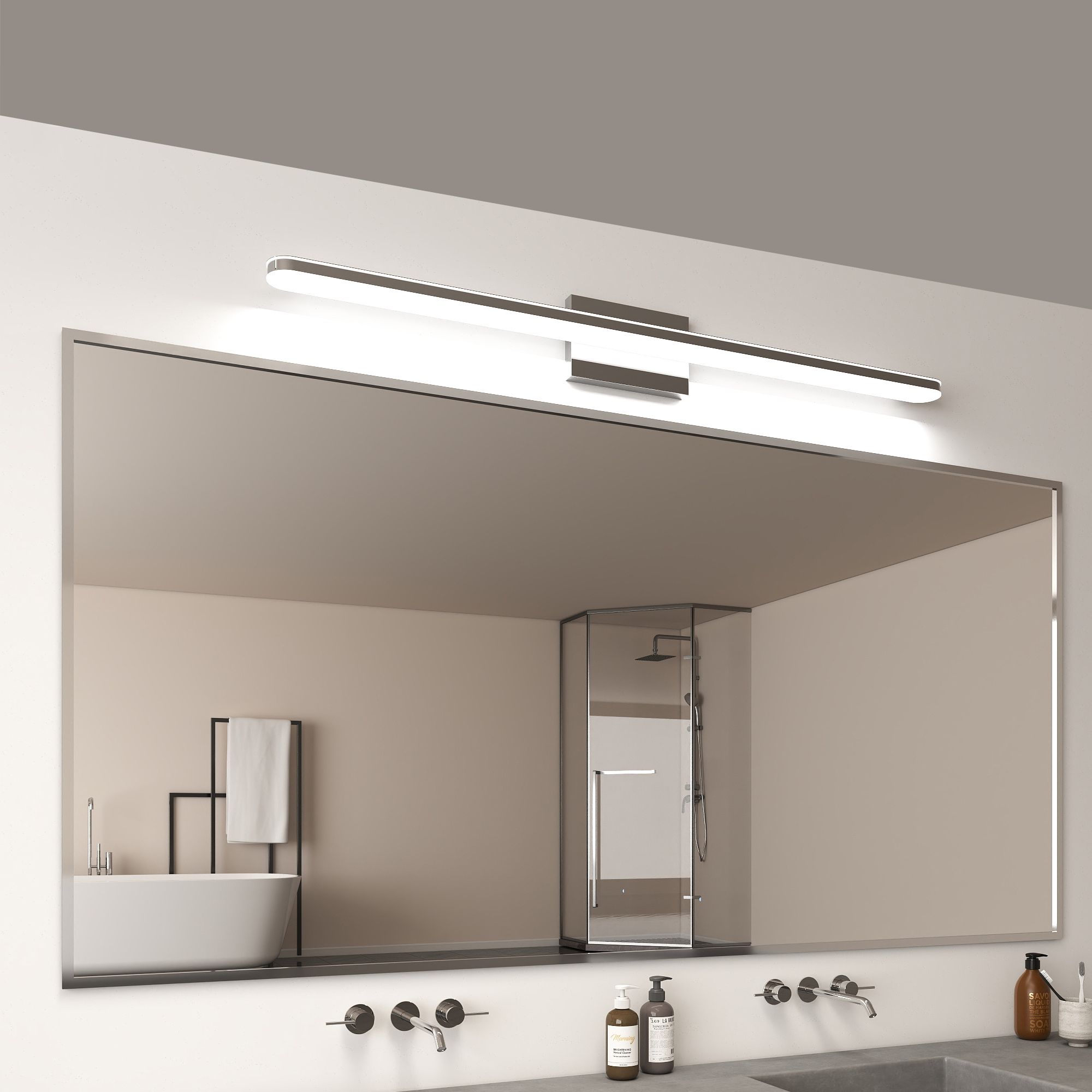 HomLux 39 Inch LED Chrome Bathroom Vanity Light 24W Dimmable Over ...