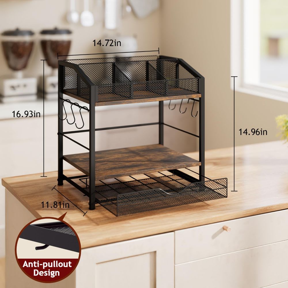 Etokfoks Coffee Bar Organizer Countertop Station 42 K Cup Holder ...