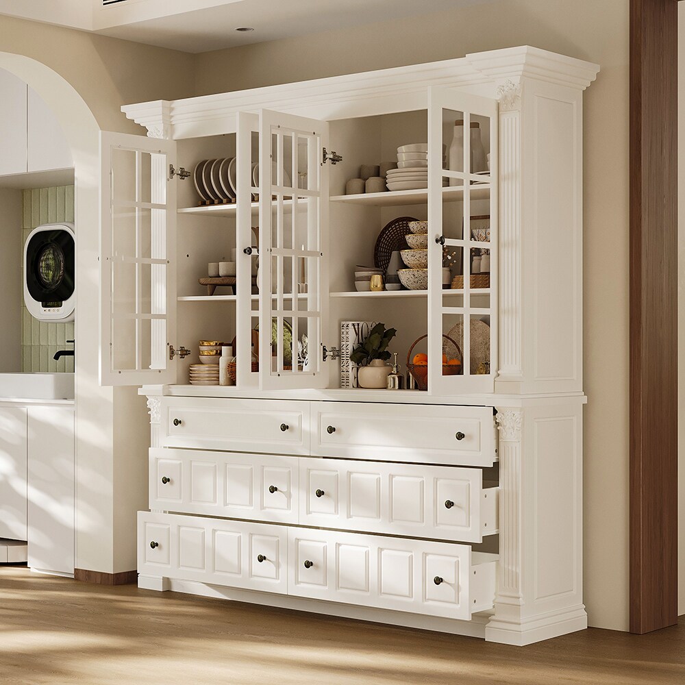 Homsee Meter European Style White Painted Cabinet MDF Construction with ...