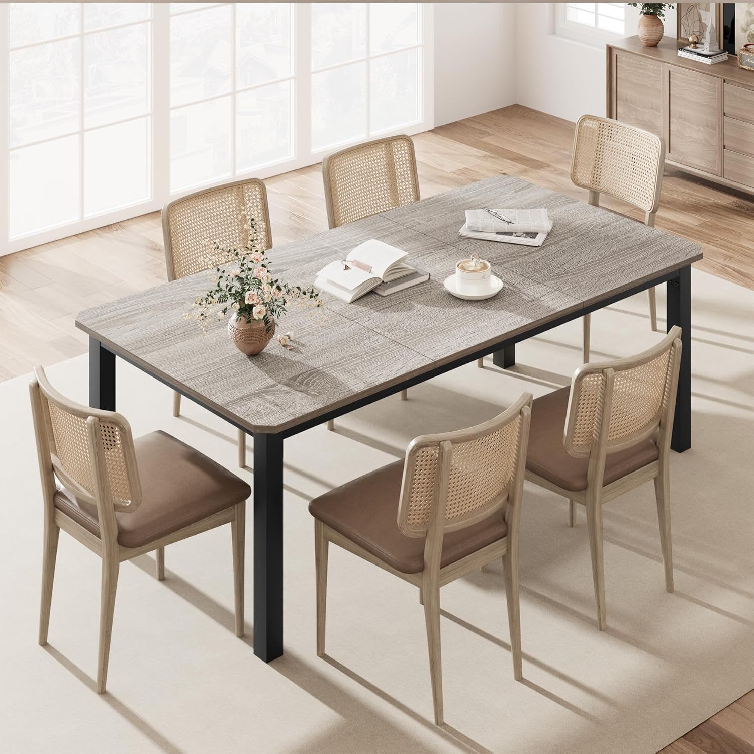 Garvee 78In Long Rectangle Dining Table for 68 People Industrial Wood ...