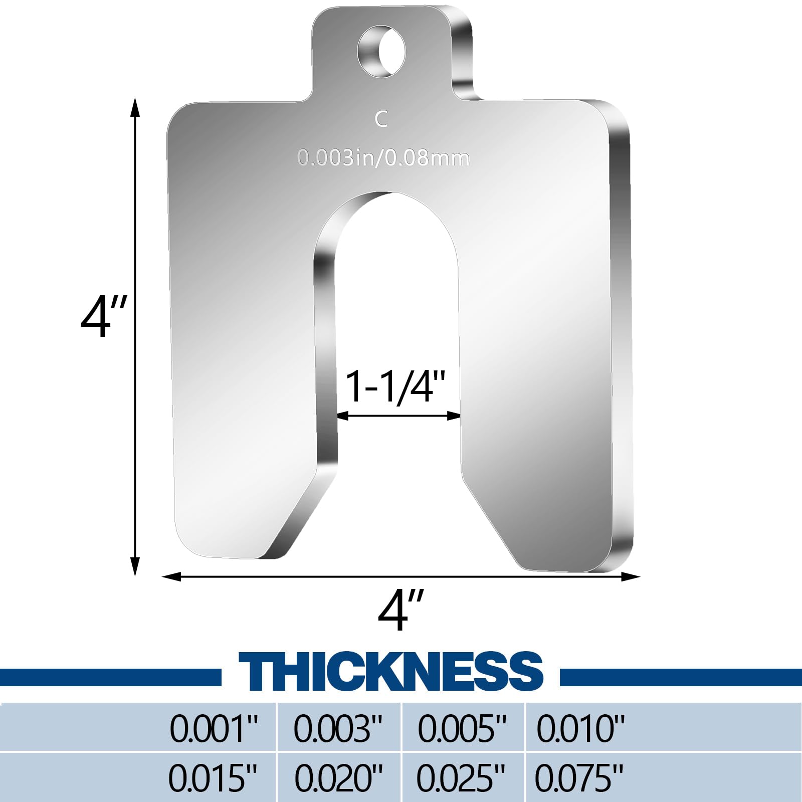 Aoibox 80 pcs Size C 4 x 4 inch Stainless Steel Slotted Shim Kit with 8 ...
