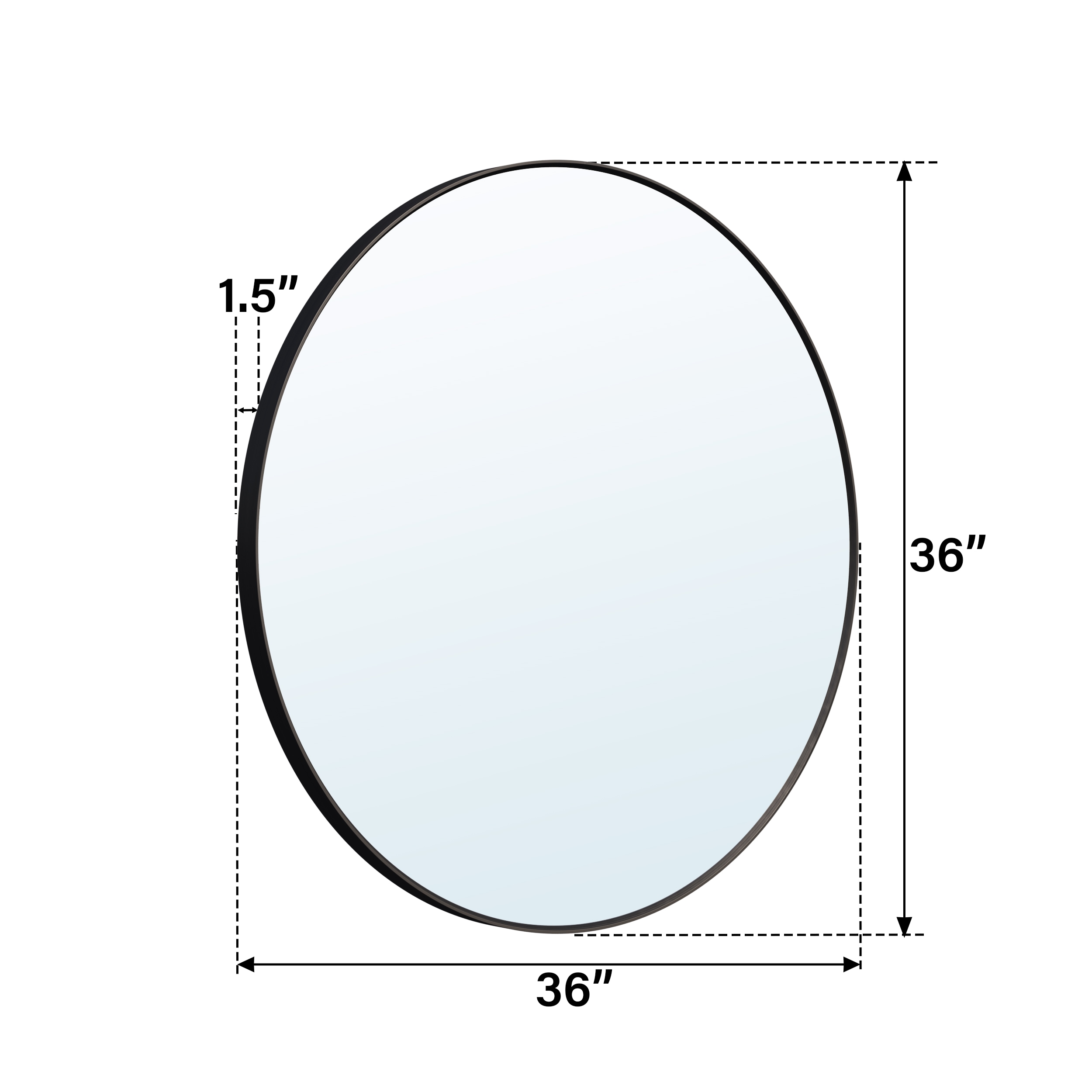 Poinic 36-in W x 36-in H Round Matte Black Framed Vanity Mirror in the ...