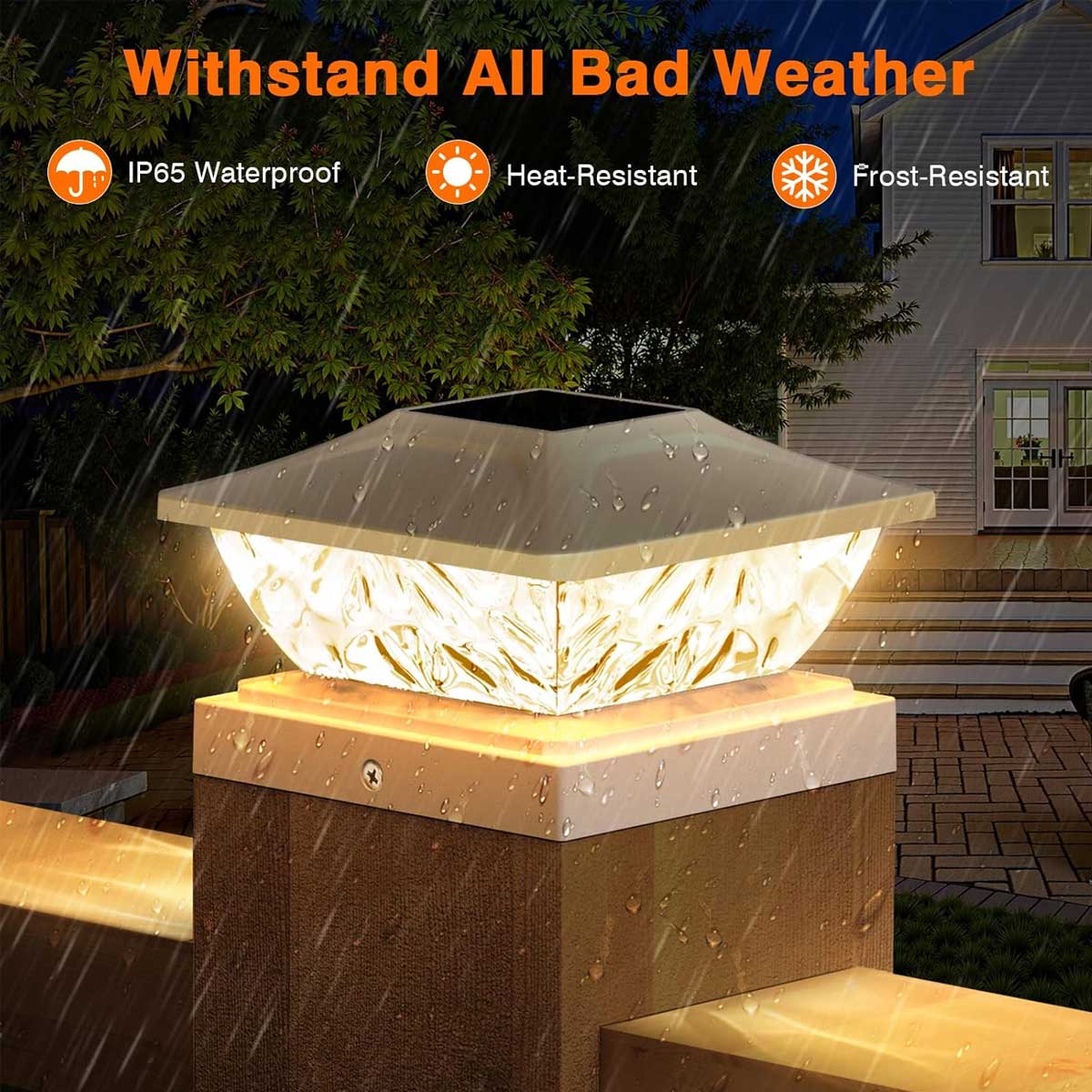 Aoibox Solar Post Cap Lights 6 Pack 2 Mode Bright Outdoor Waterproof ...