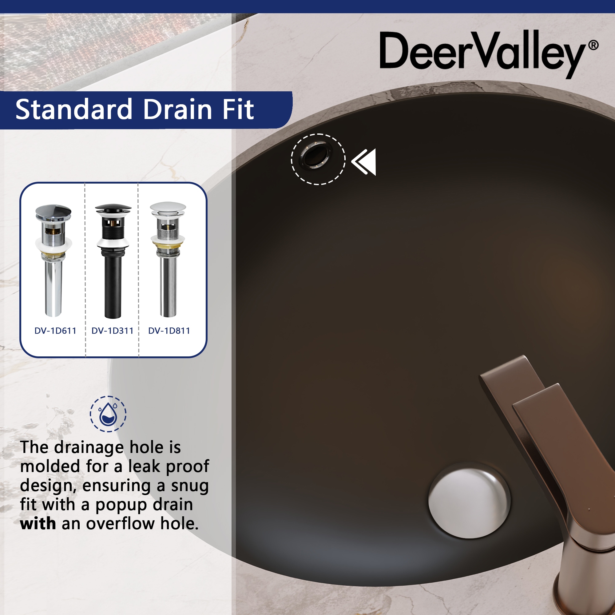 DeerValley Ally Ceramic 18.31-in Undermount Oval Modern Black Bathroom ...