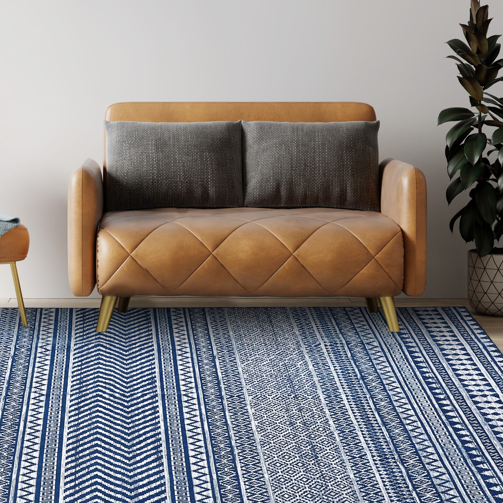 Qeetex 6 x 9 ft Chenille Blue Rectangular Hallway Bathroom Entryway ...