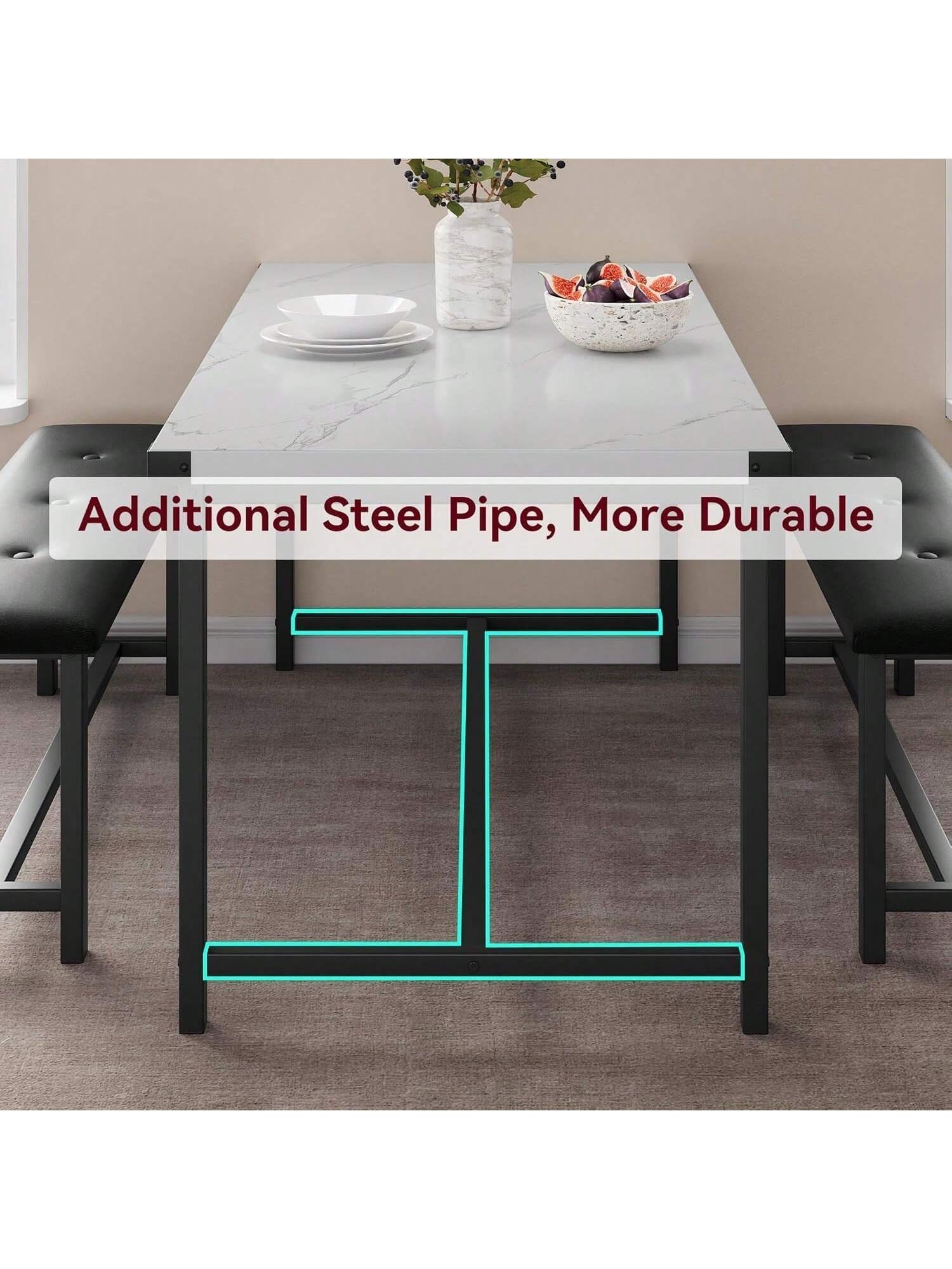 IdealHouse Dining Area Collection For 4 With 2 Upholstered Benches ...