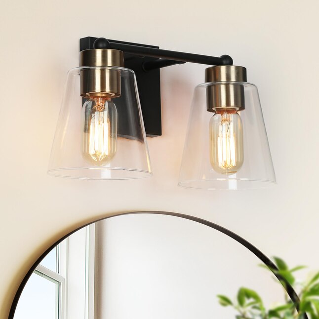 Uolfin 13-in 2-Light Black and Brass Gold In Bell LED Modern ... Uolfin 13-in 2-Light Black and Brass Gold In Bell LED Modern ...
