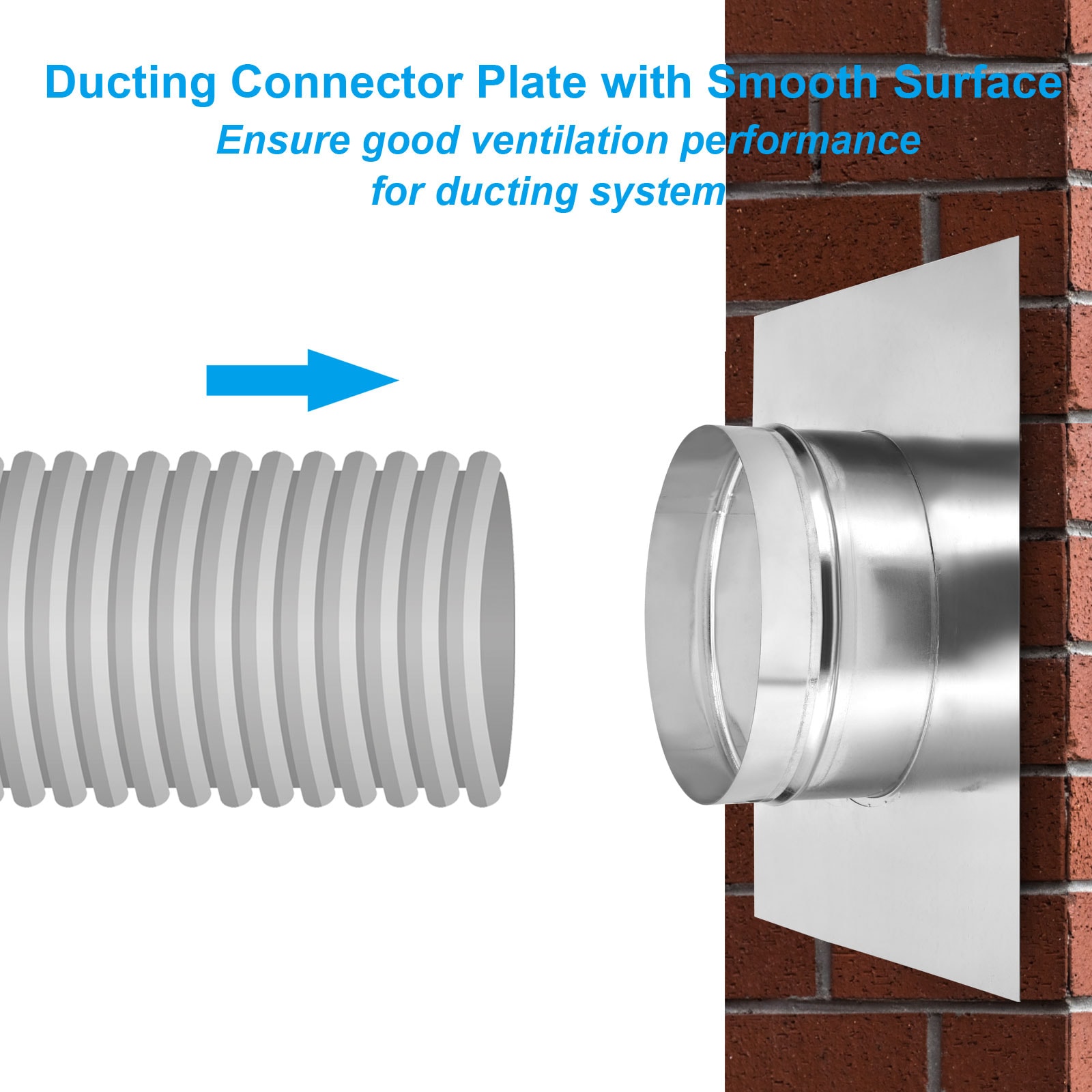 PATIKIL 10-Inch Duct Connector Flange Galvanized Air Ducting Mounting ...