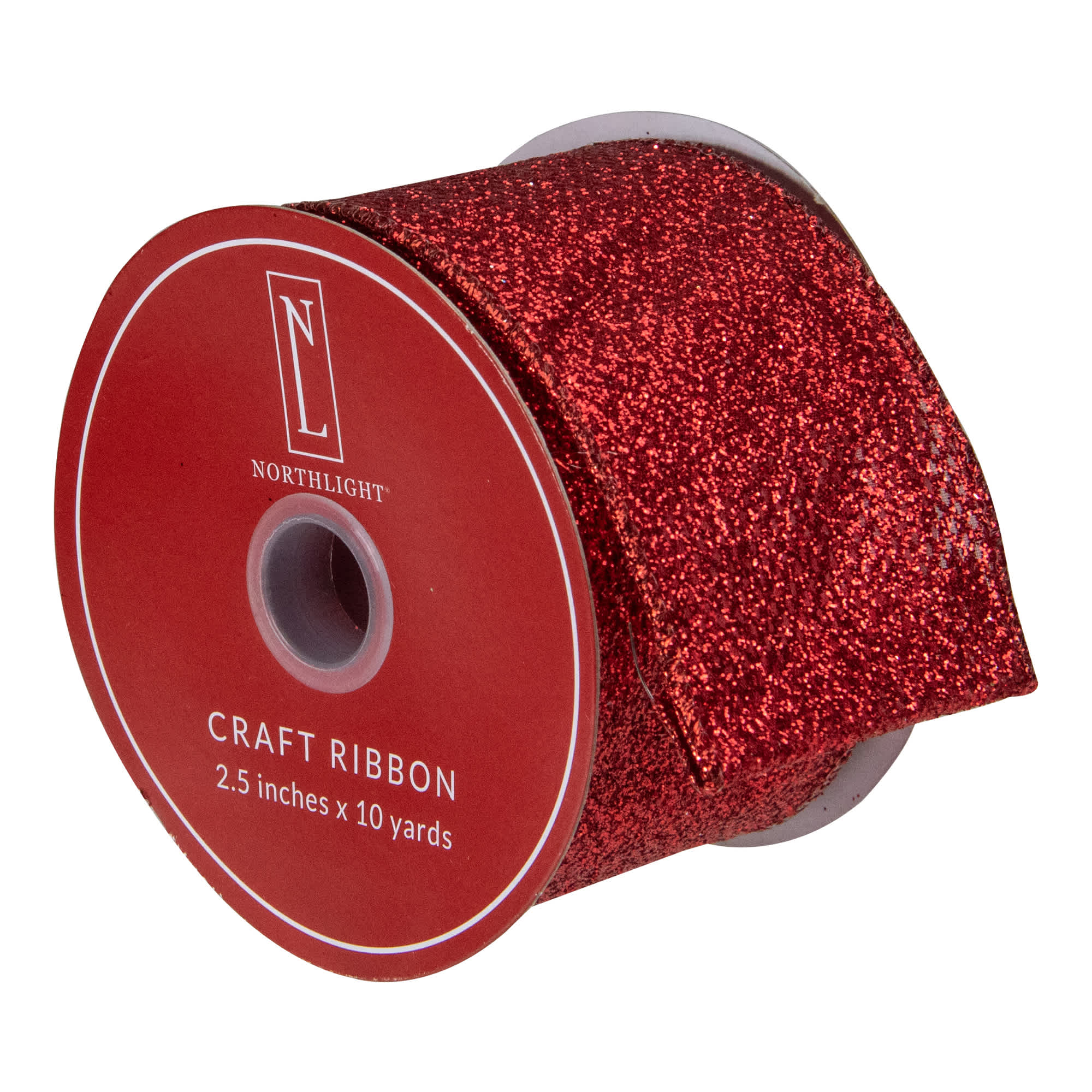 Northlight Red Glittered Christmas Wired Craft Ribbon 2.5 inch x 10 ...