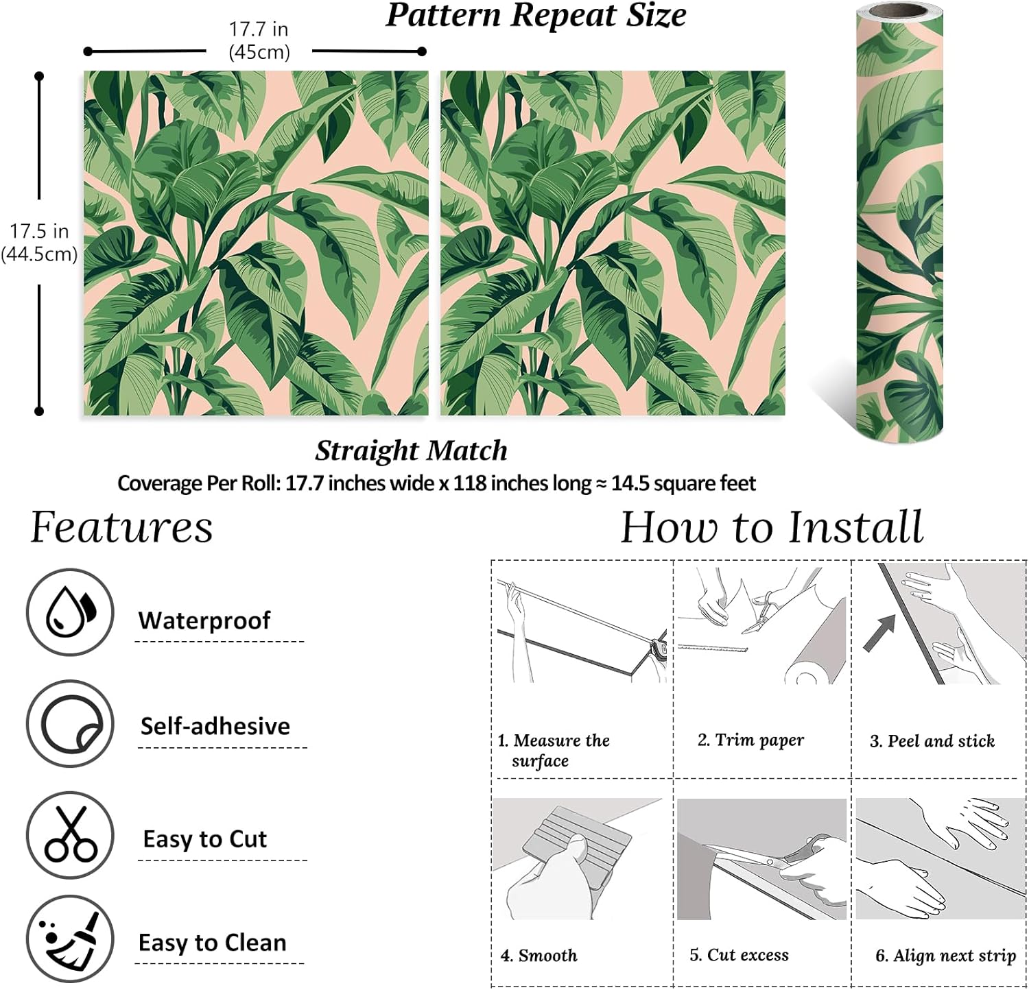 VEELIKE VEELIKE Pink Palm Tree Peel and Stick Wallpaper Boho Pink ...