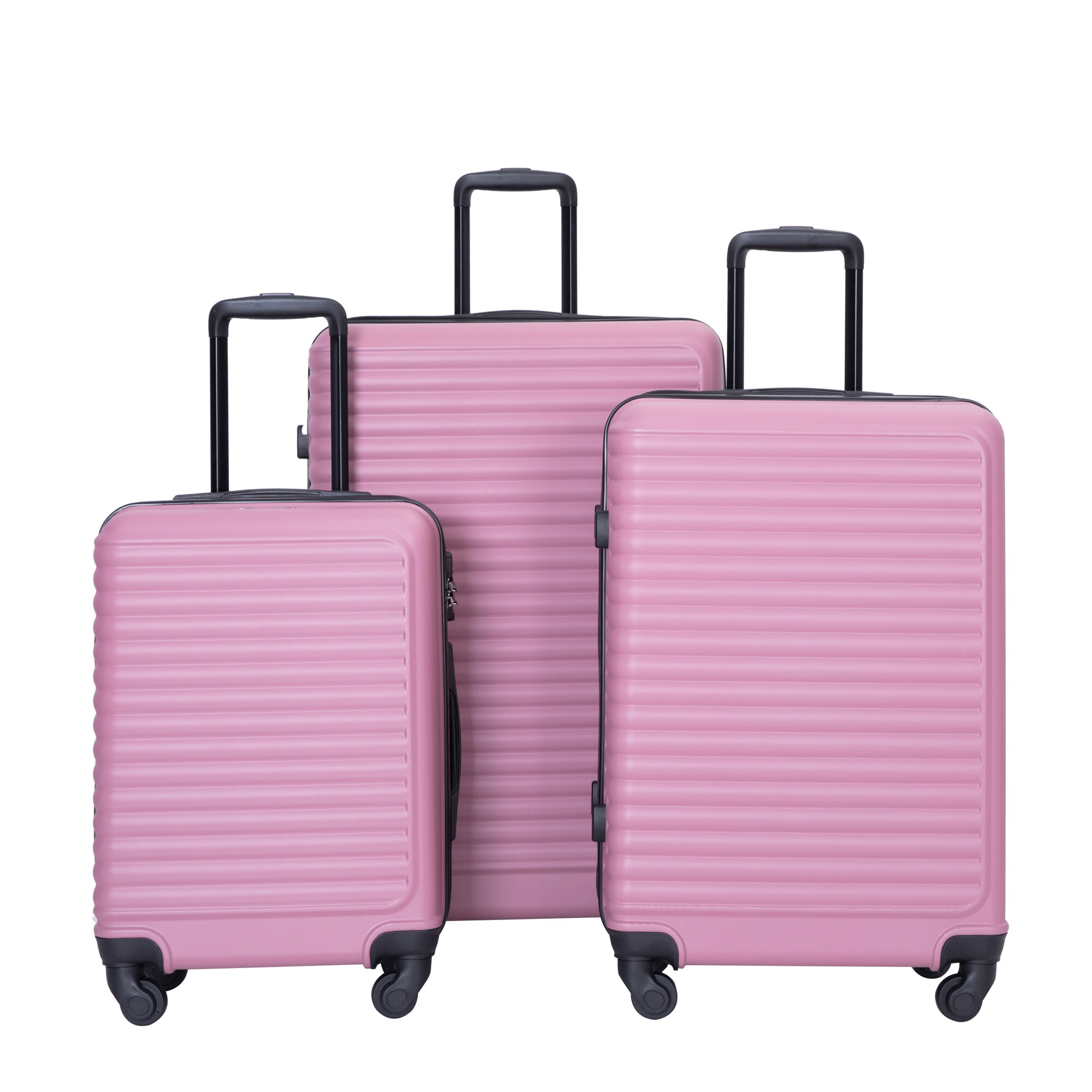 SINOFURN 19.7x11.4x29.7 Pink Plastic Hardshell Suitcase set 3 -Bag in ...