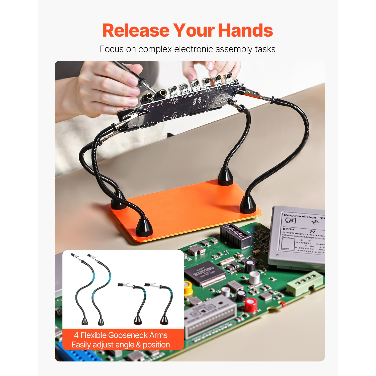 VEVOR Magnetic Helping Hands Soldering Station 4 Flexible Arms Third ...