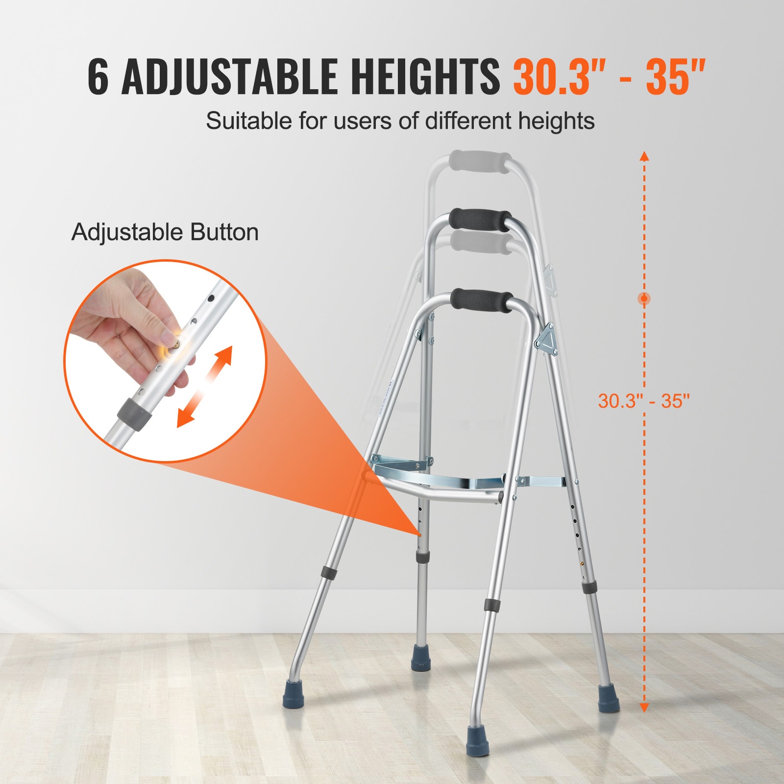 VEVOR Folding Hemi Walker One Arm Folding Walker for Seniors with 6 ...