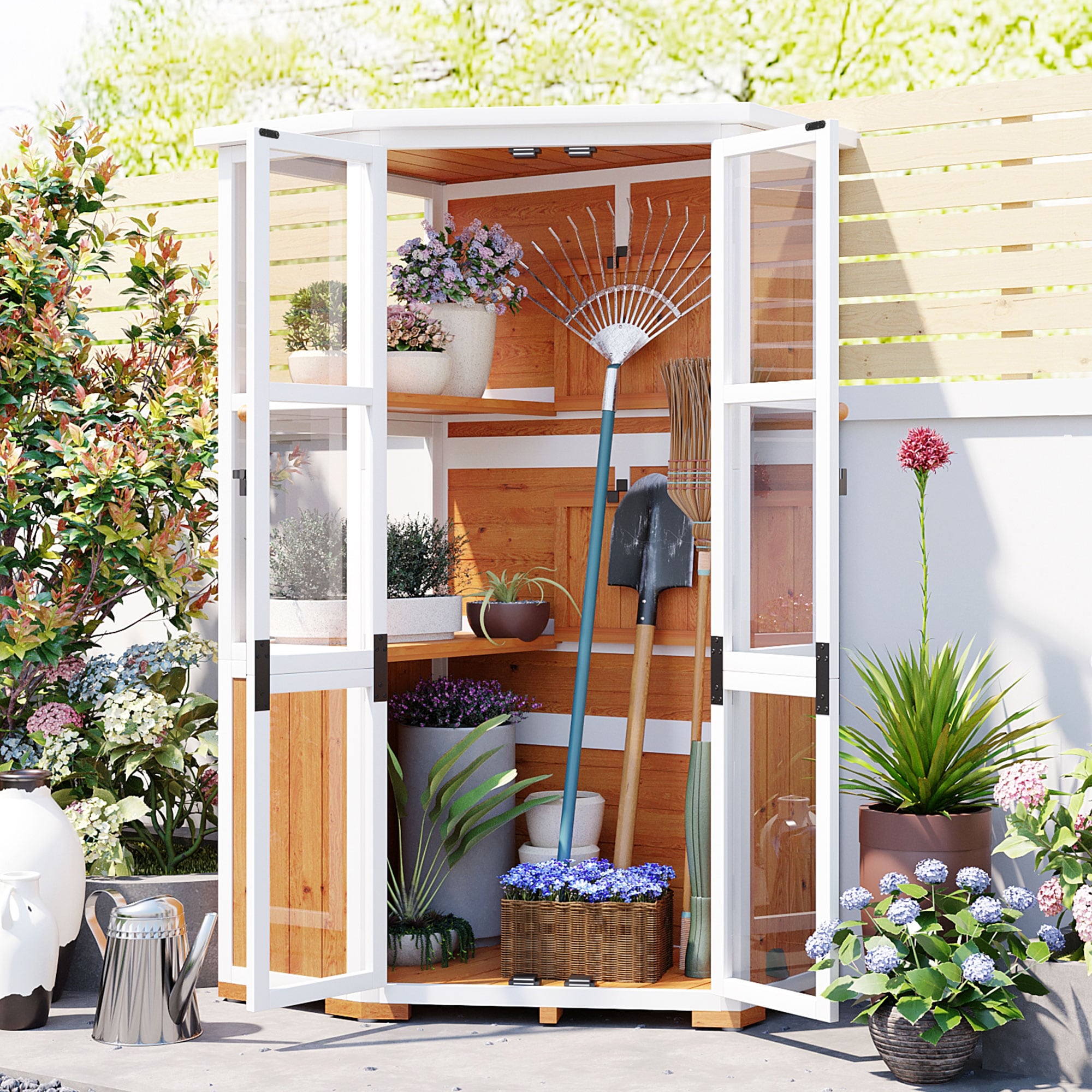 SINOFURN 3.1-ft L x 1.1-ft W x 5.3-ft H Yellow Greenhouse in the ...