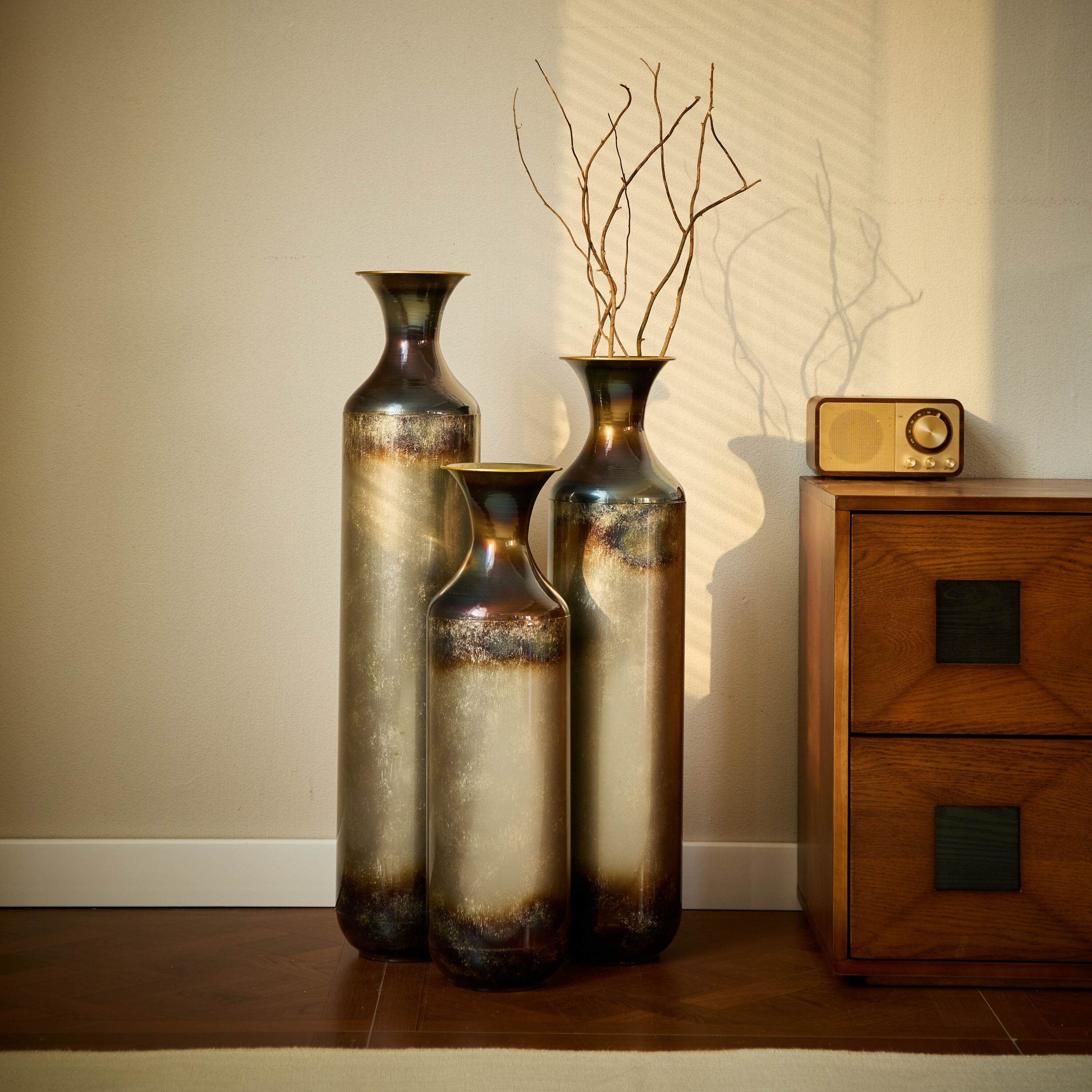 LOVMOR Floor metal vase modern style decoration home droplet shaped ...